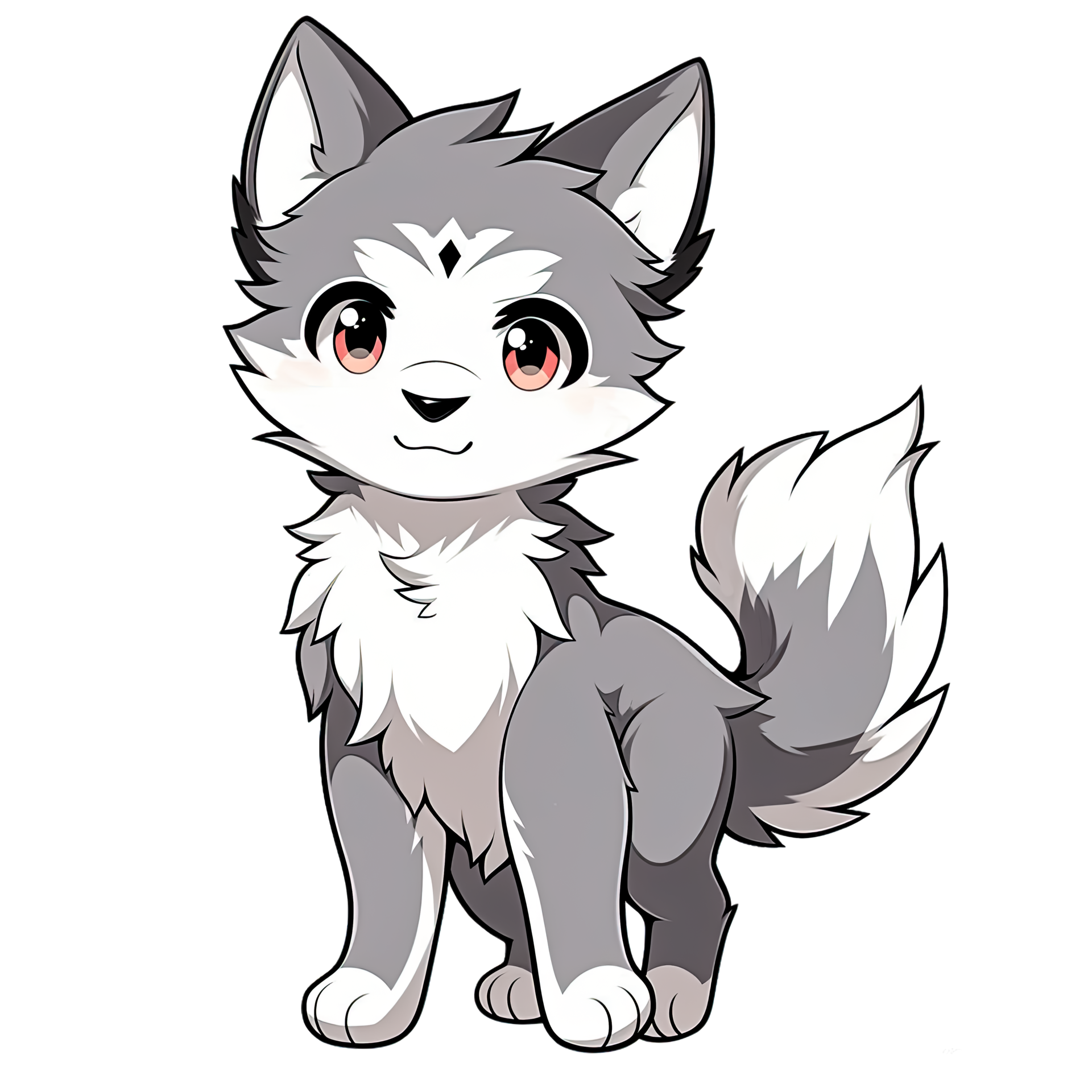 Cute Chibi Wolf Clipart Ai Generative 33494569 Png