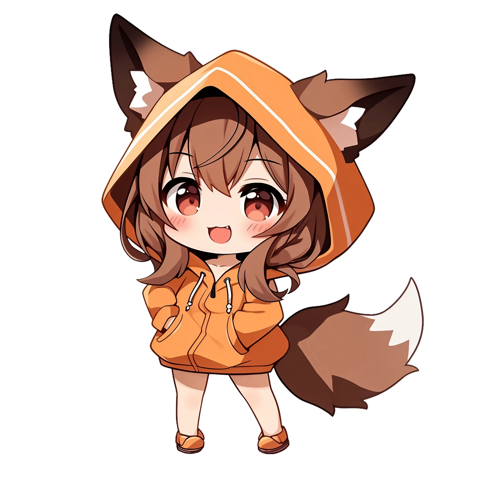 Cute Chibi Girl Wearing A Fox Hoodie AI Generative 33494805 PNG