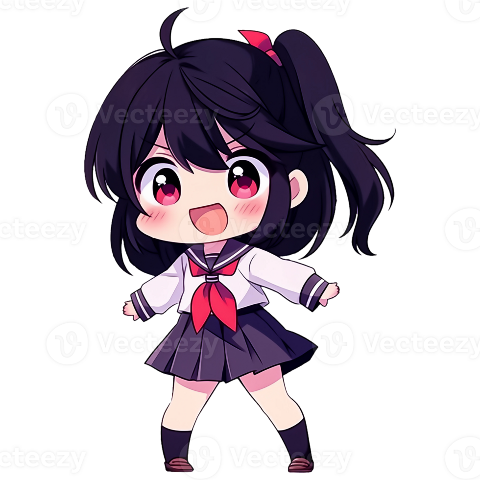 Cute Chibi School Girl Ai Generative 33494816 Png