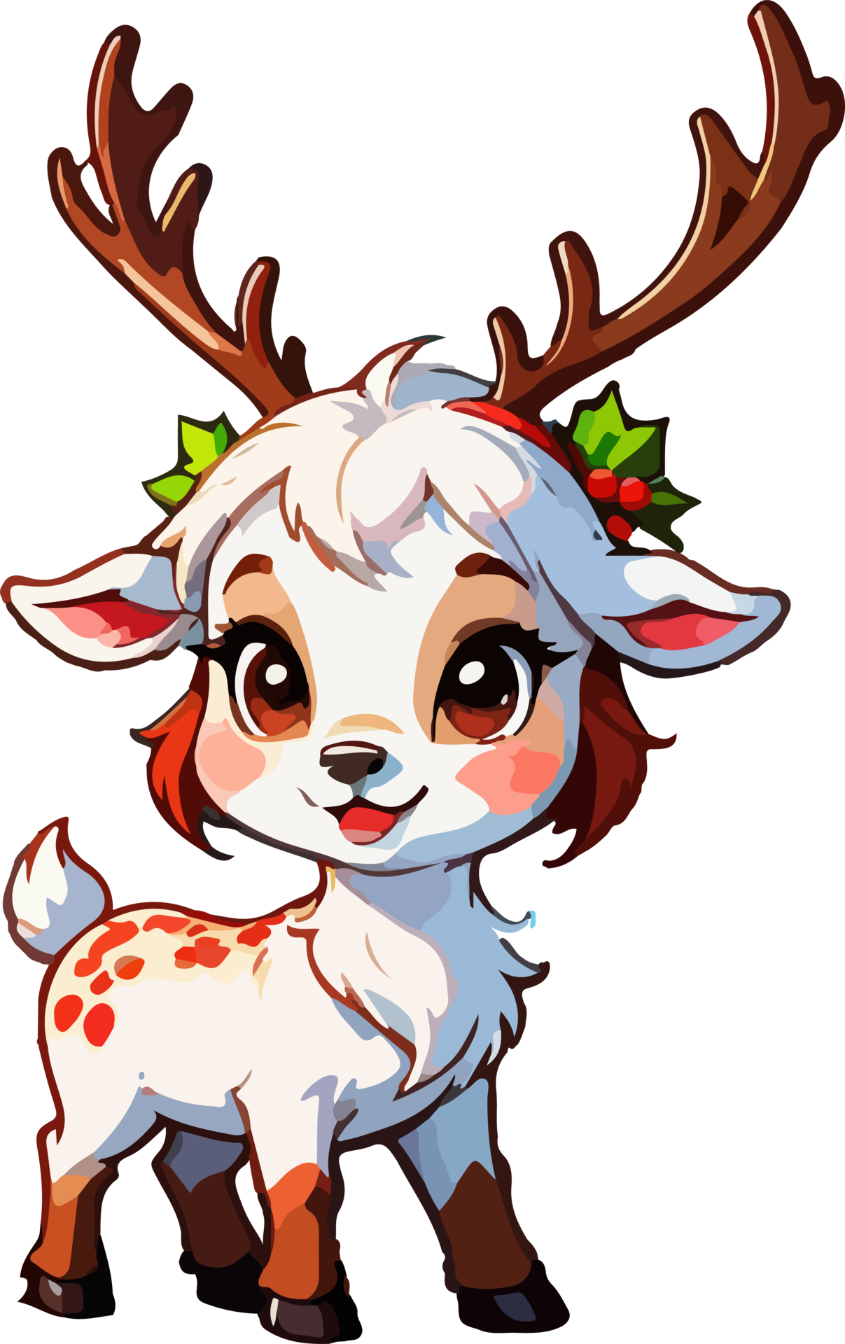 Cute Christmas Reindeer Cartoon Design Ai Generative 33500141 Png