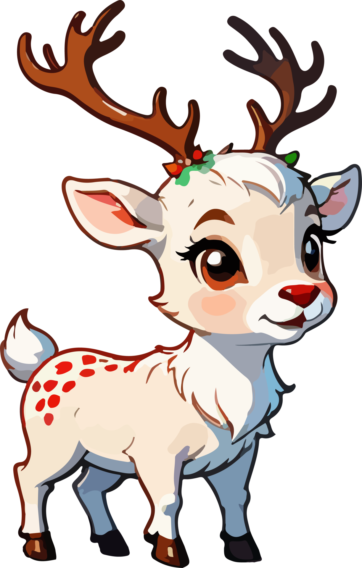 Cute Christmas Reindeer Cartoon Illustration Ai Generative 33500190 Png