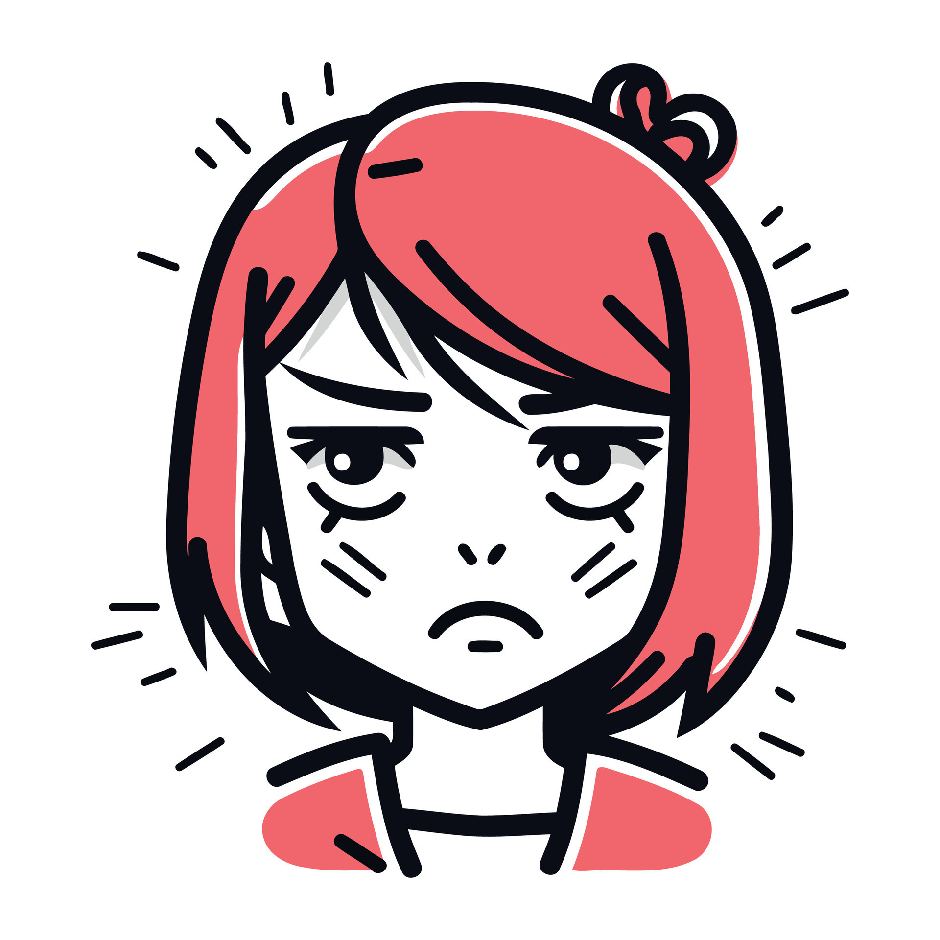 Angry Girl Face Hand Drawn Vector Illustration In Doodle Style 33506896 Vector Art At Vecteezy