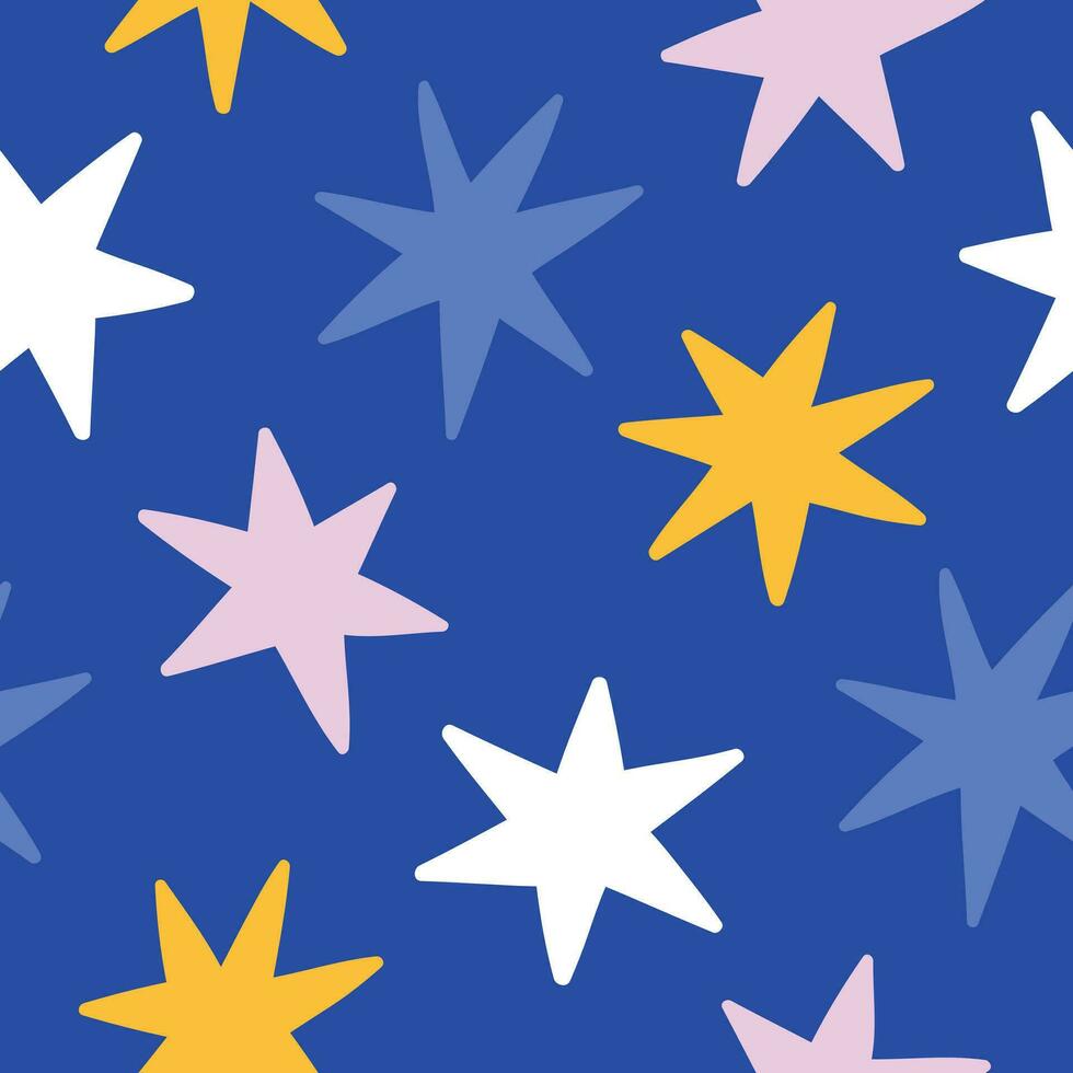 Stars Seamless Pattern Blue Background Stars Digital Pattern Stars ...