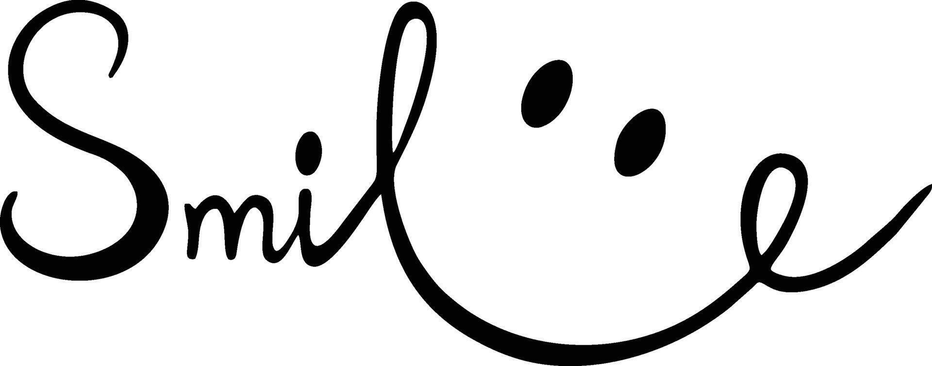 Smile with smiley icon text. Hand written note with black marker on ...