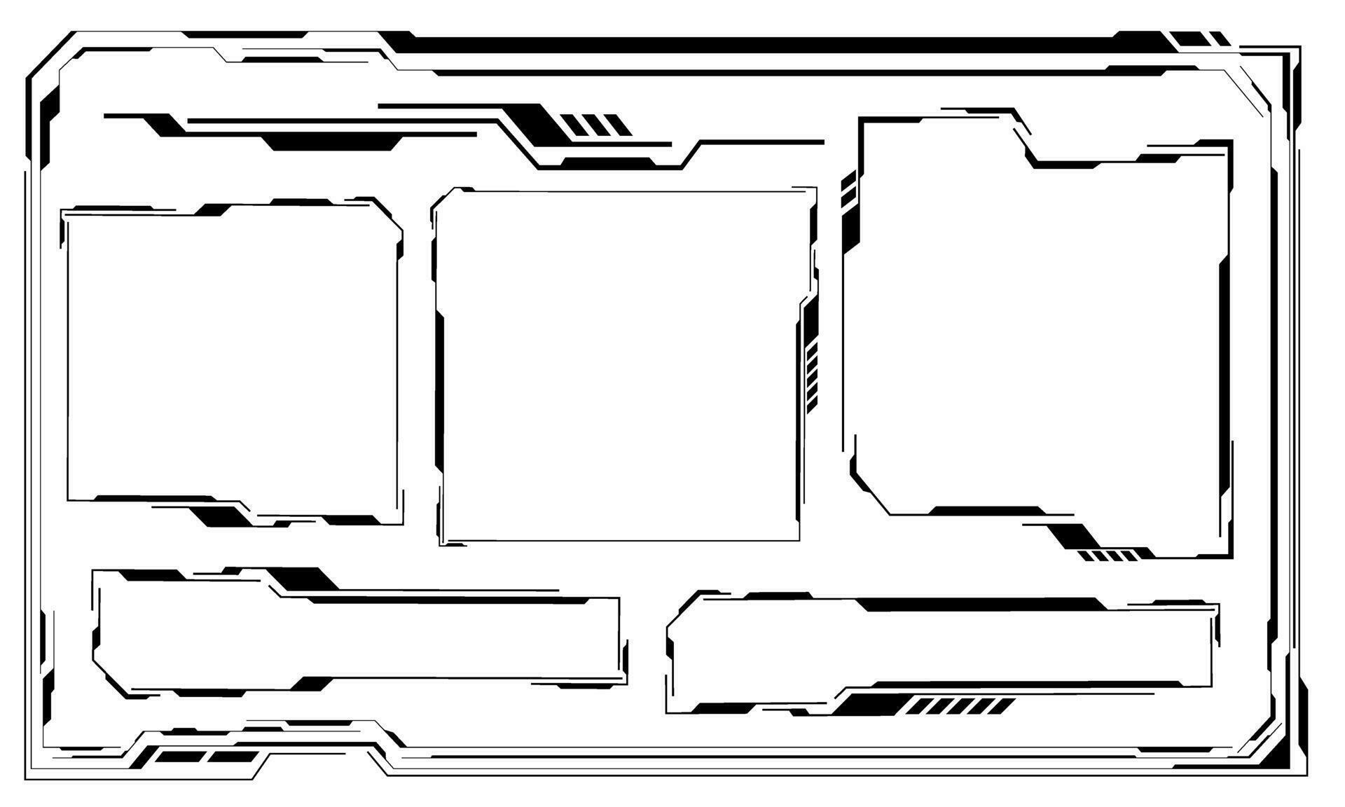 Hud frames black user interface elements design modern technology futuristic control panel ...