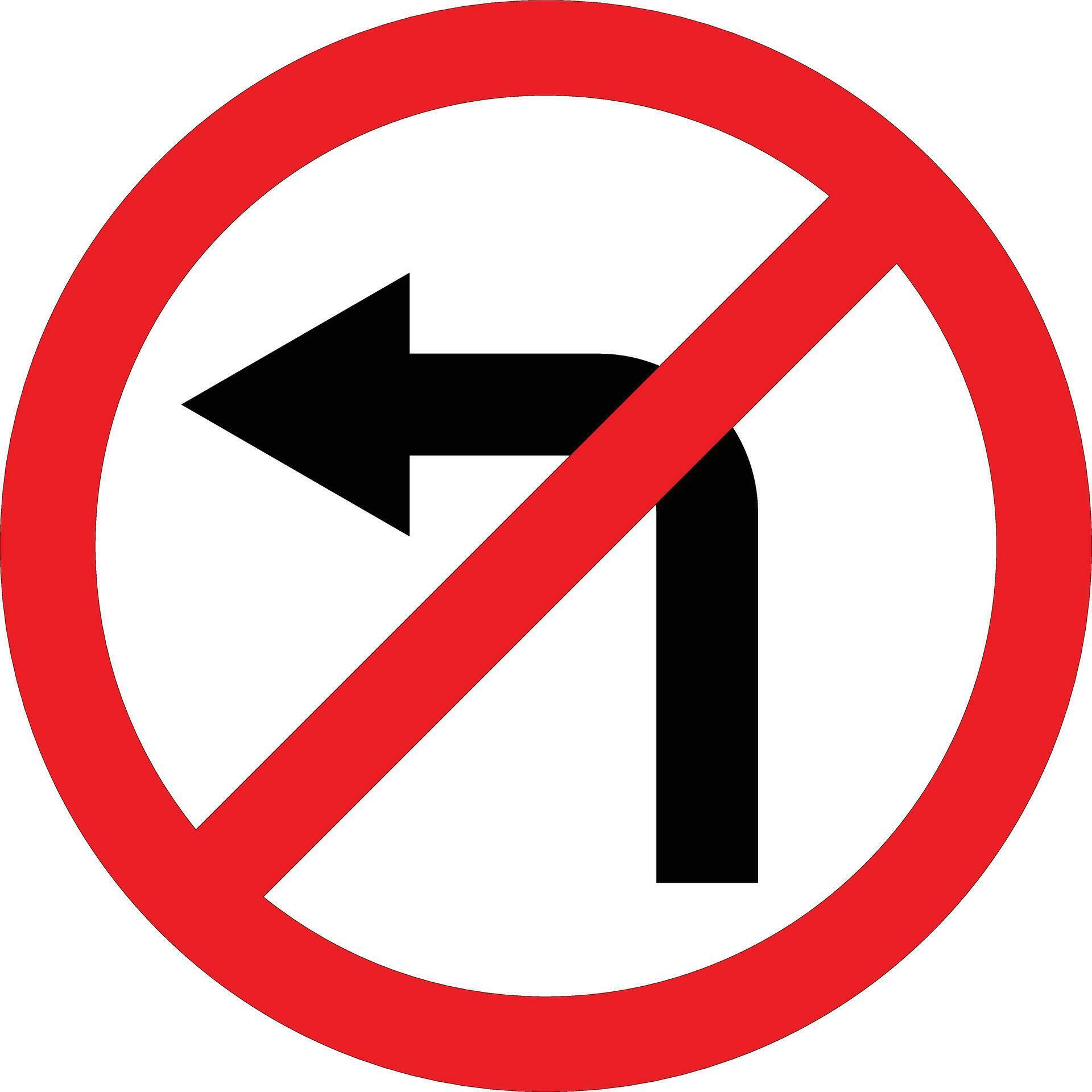 No left turn sign . Do not turn left traffic sign . Vector illustration 33517887 Vector Art at ...