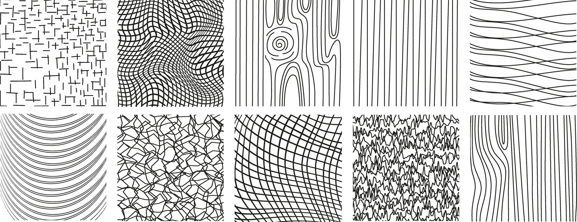 Hand drawn line textures. Includes vector scribbles,grid with irregular, horizontal and wavy ...
