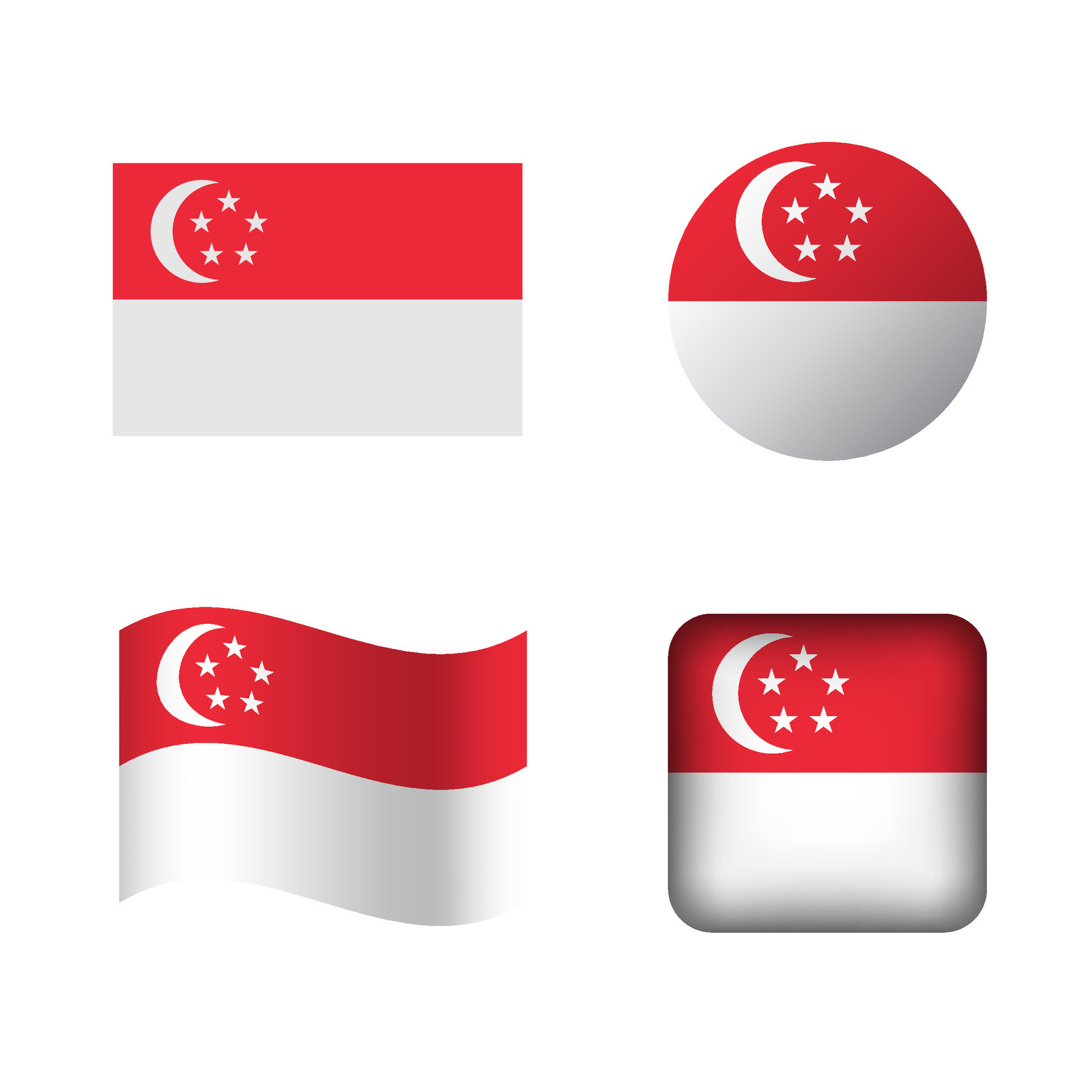 Vector Singapore National Flag Icons Set 33525404 Vector Art at Vecteezy