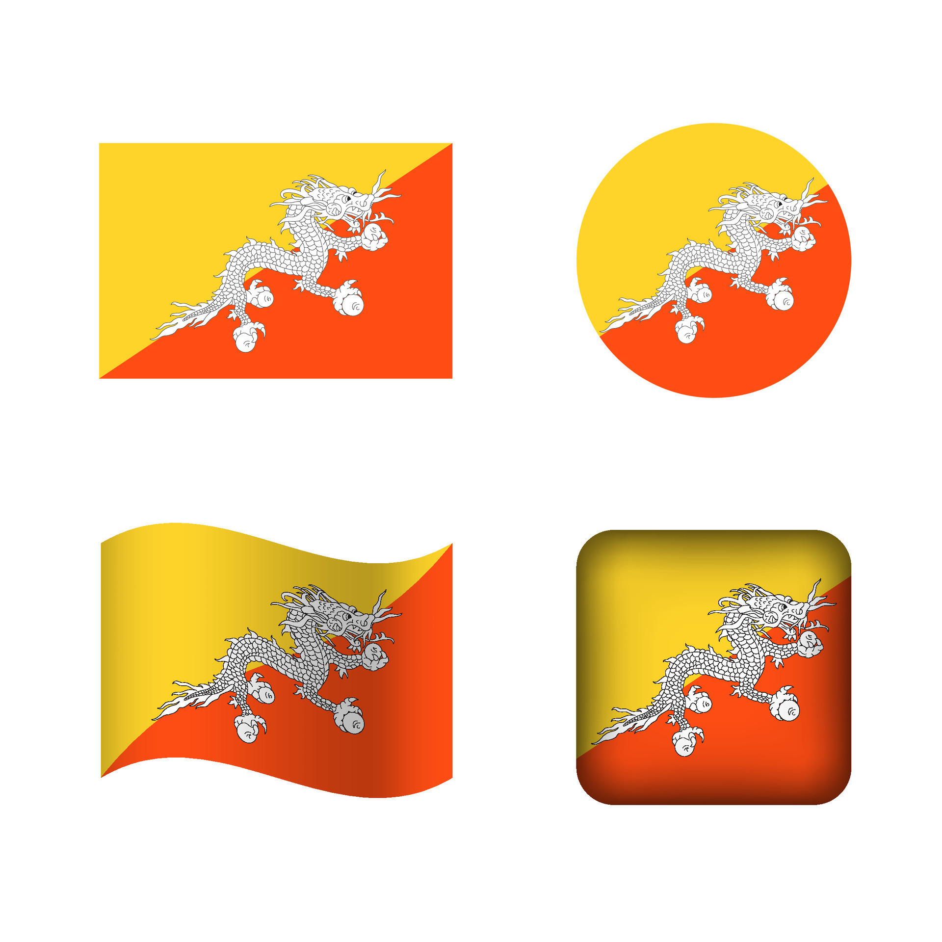 Vector Bhutan National Flag Icons Set 33525425 Vector Art at Vecteezy