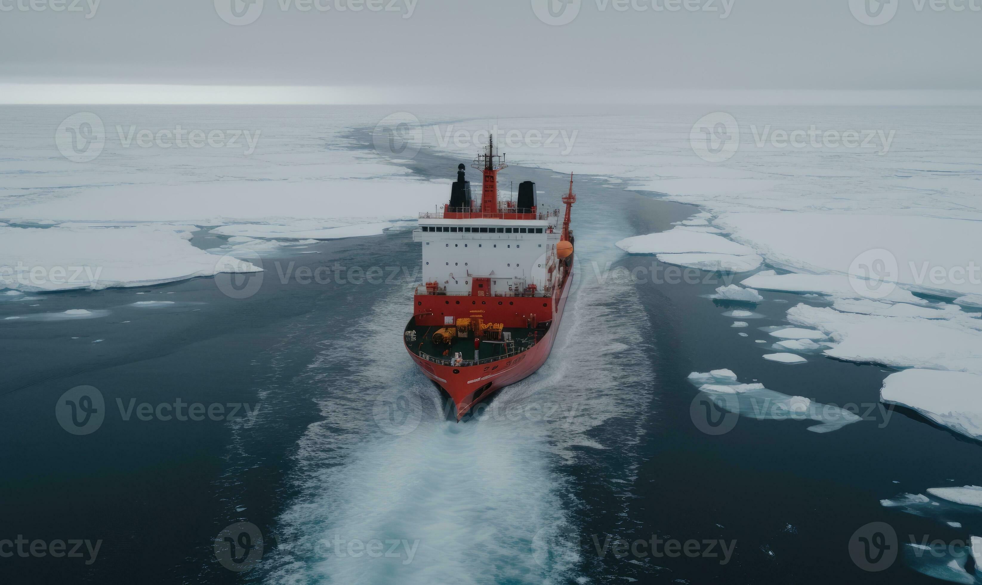 Amidst the Atlantic Ocean, the icebreaker clears icy paths Creating ...
