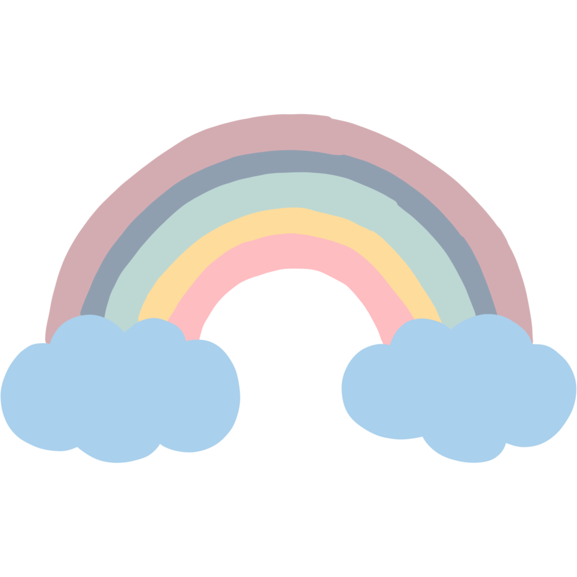 A colorful rainbow with fluffy clouds. 33529746 PNG