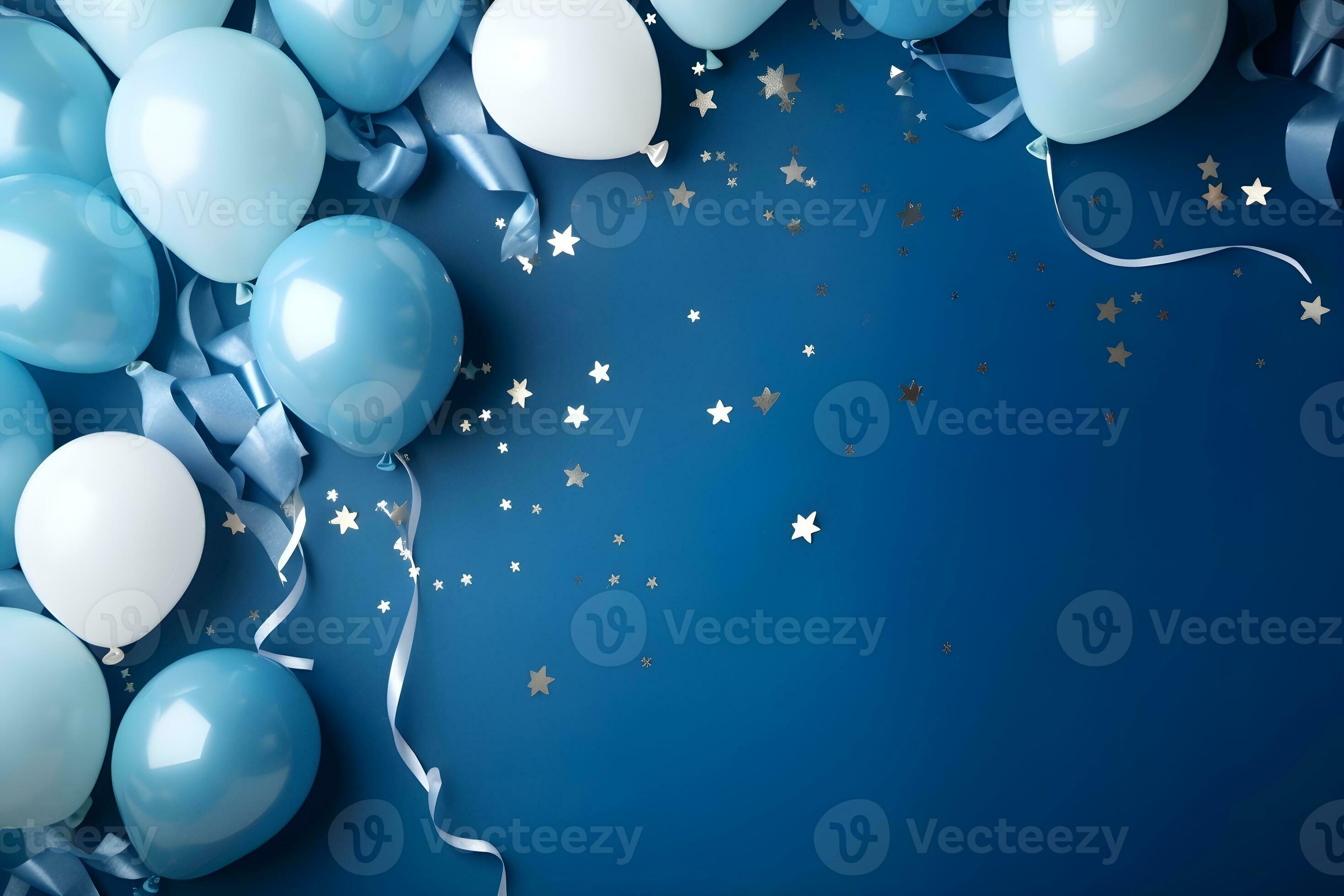 Party stylish decorations on dark blue background, ai generative 33533256 Stock Photo at Vecteezy