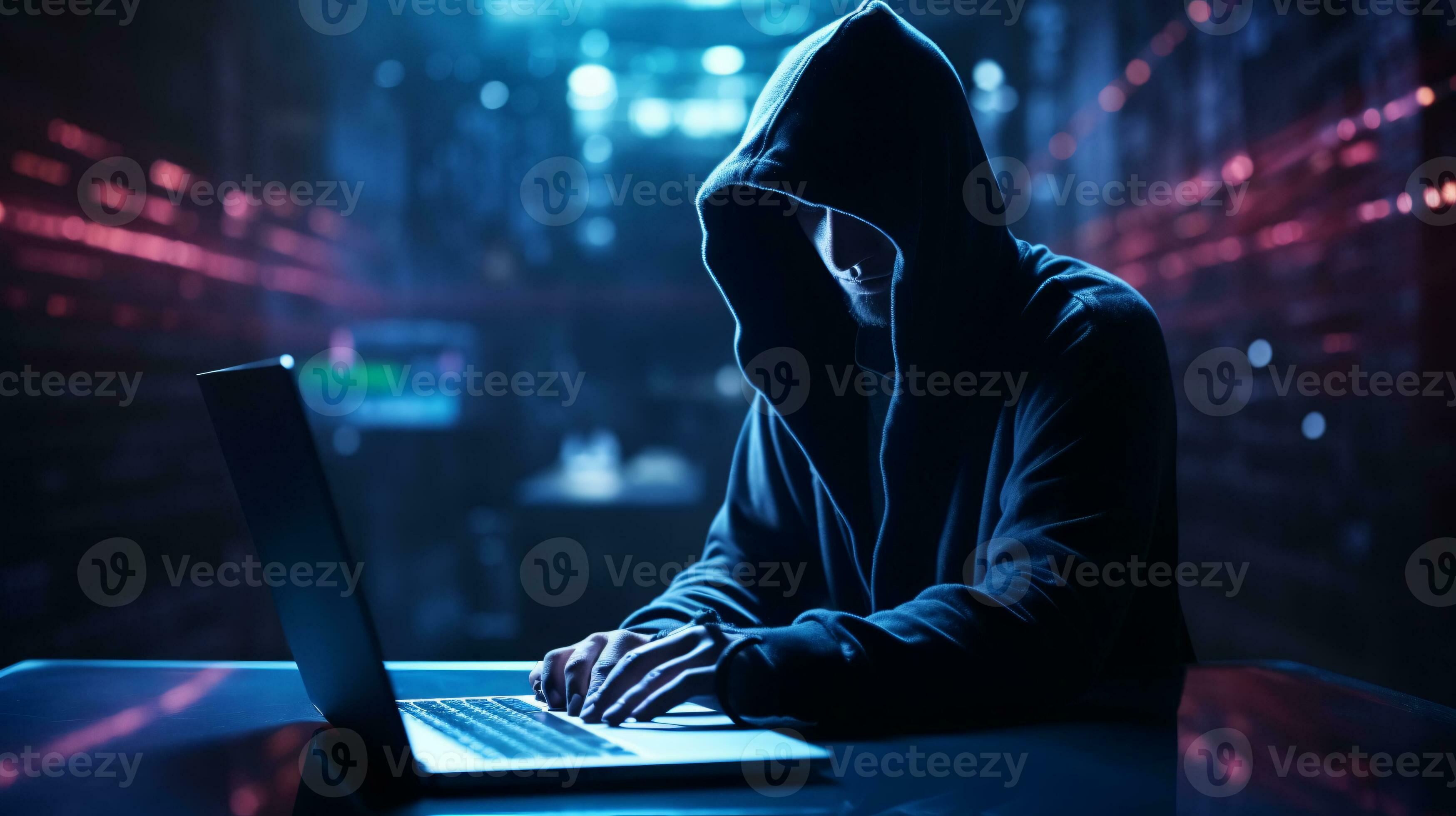 Cybersecurity Vulnerability And Hacker Coding Malware Concept Hooded