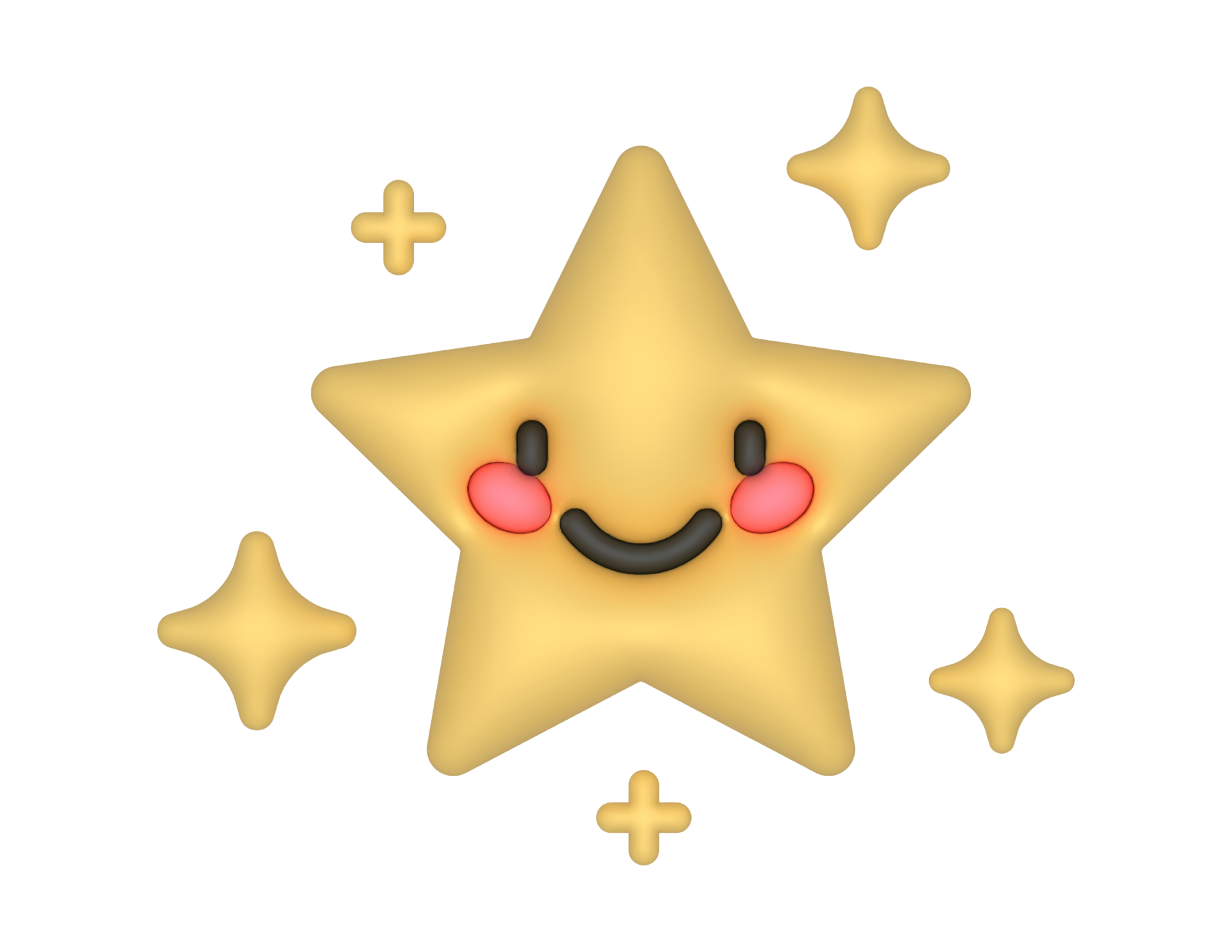 3d Gold Cute Cartoon Stars Emoji 33536150 PNG