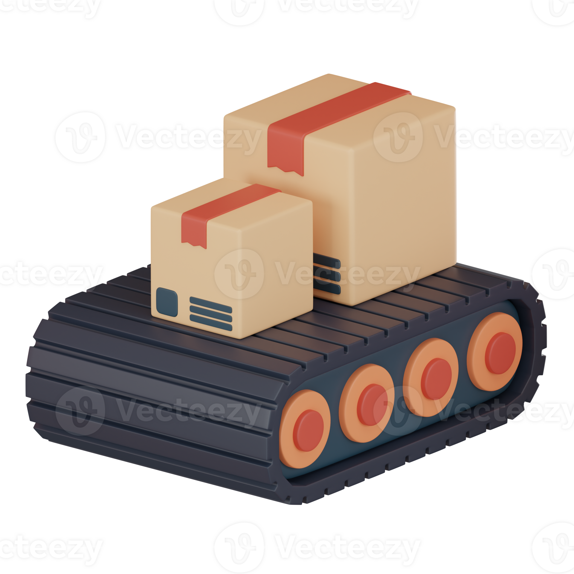 Conveyor belt cardboard boxes logistics icon 3D render. 33536378 PNG