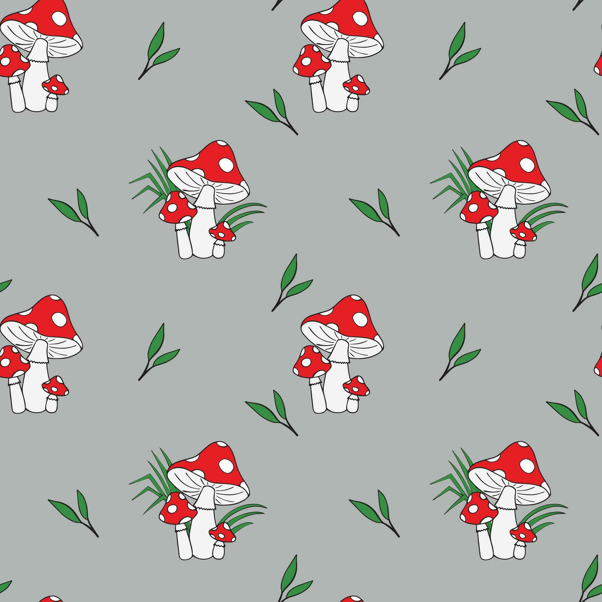 Mushroom Seamless Pattern Amanita Muscaria Fly Agaric Texture Design