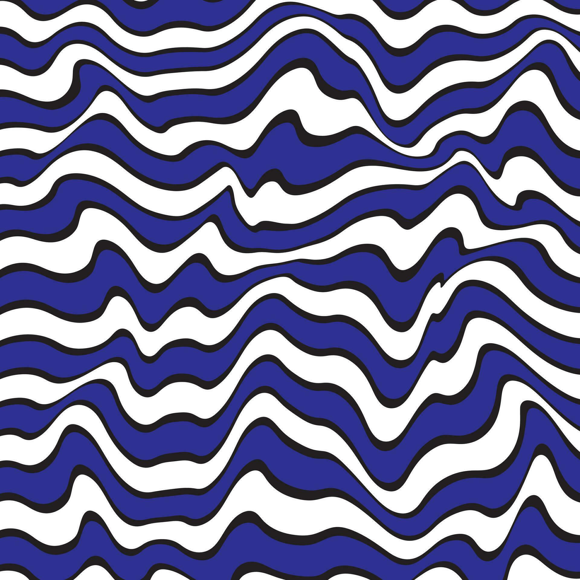 Modern Simple Abstract Seamlees Royal Blue Color And White Color Distort Wavy Zig Zag Line