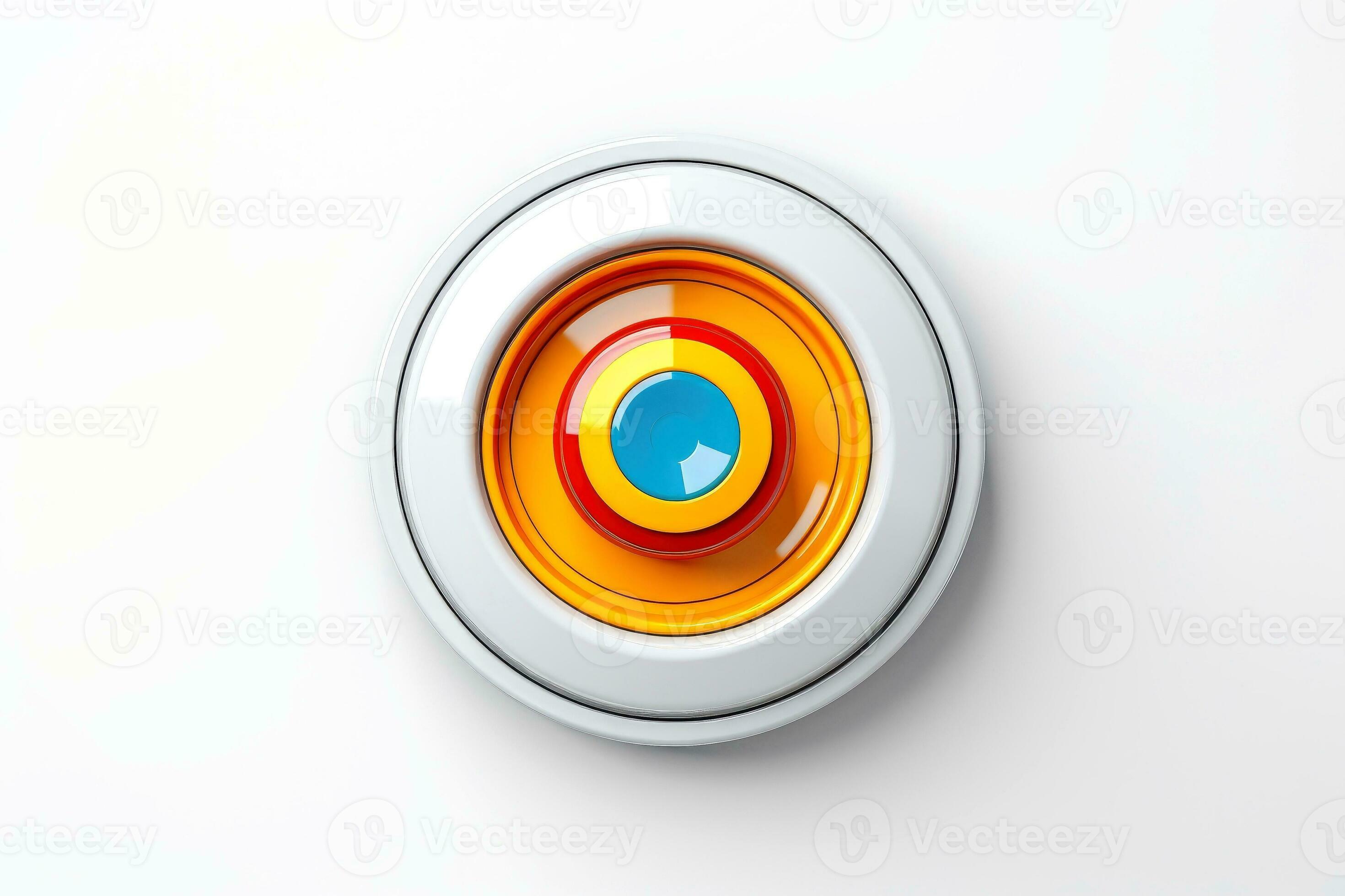 Abstract high tech multicolor button on white background, Generative AI ...