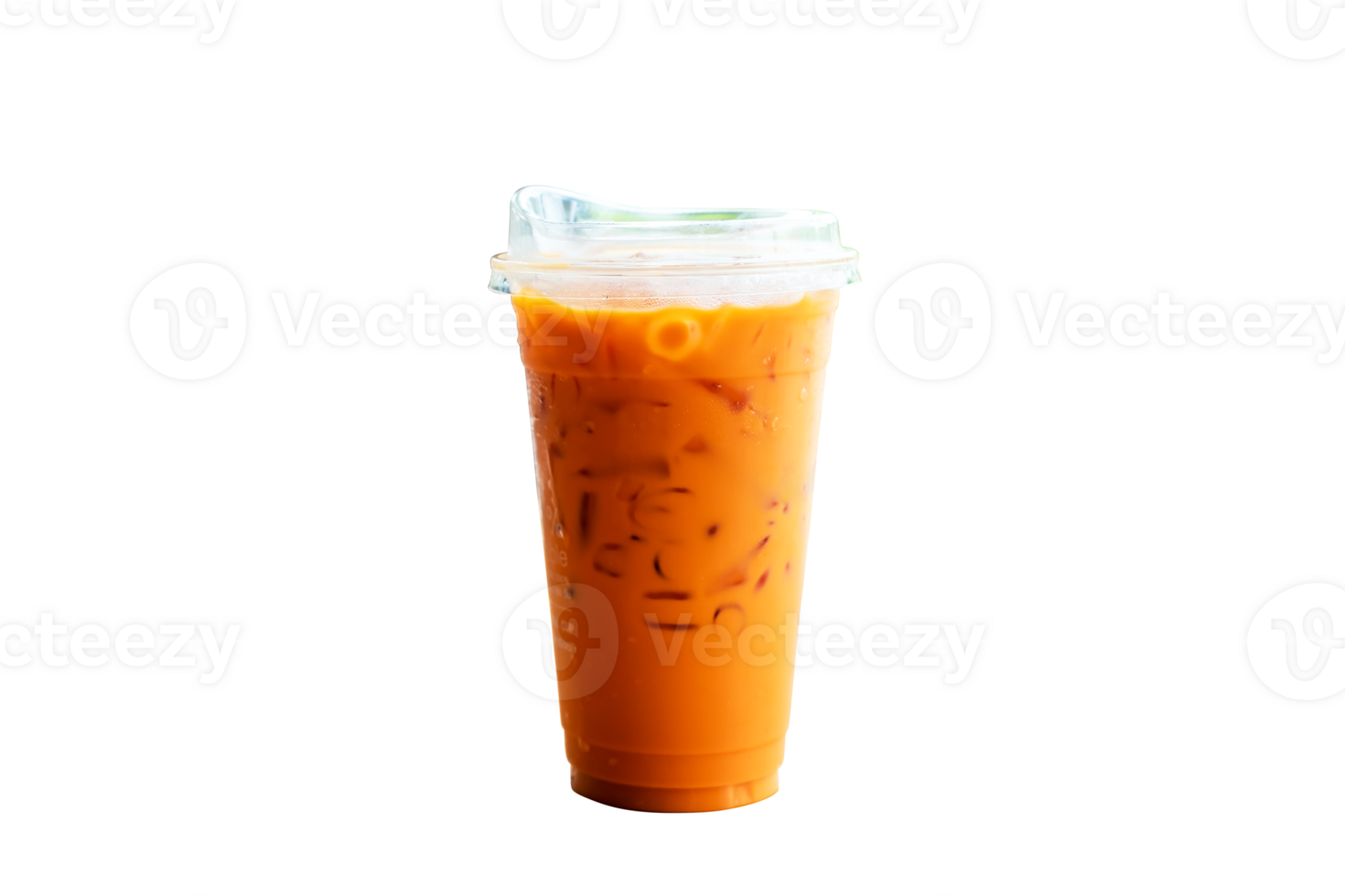 Iced Thai Milk Tea In A Plastic Cup Isolated On Transparen Background Png File 33540012 Png