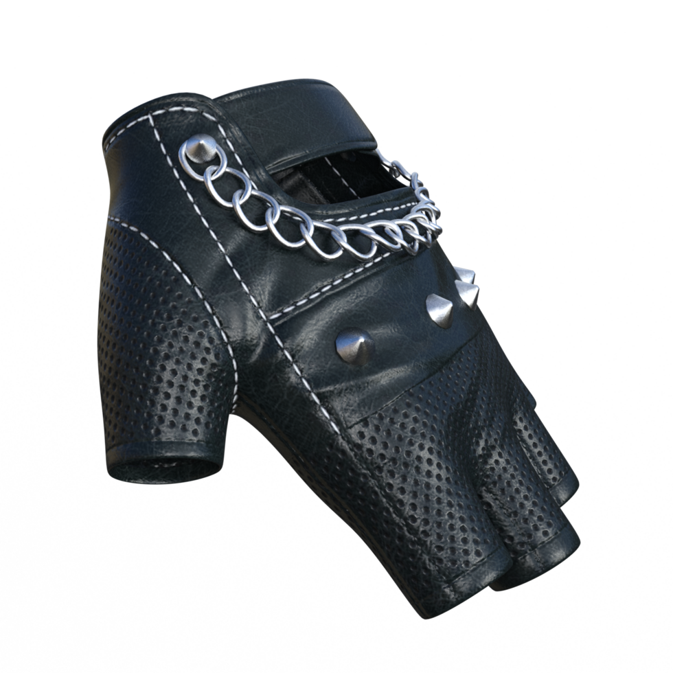 Black Leather Glove With Spikes And Chains 33541599 Png