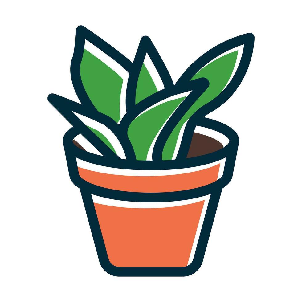 Snake Plant Vector Thick Line Filled Dark Colors 33544794 Vector Art at ...