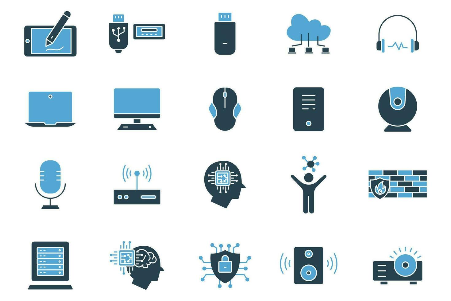 computer technology icon set. laptop, monitor, cloud computing ...