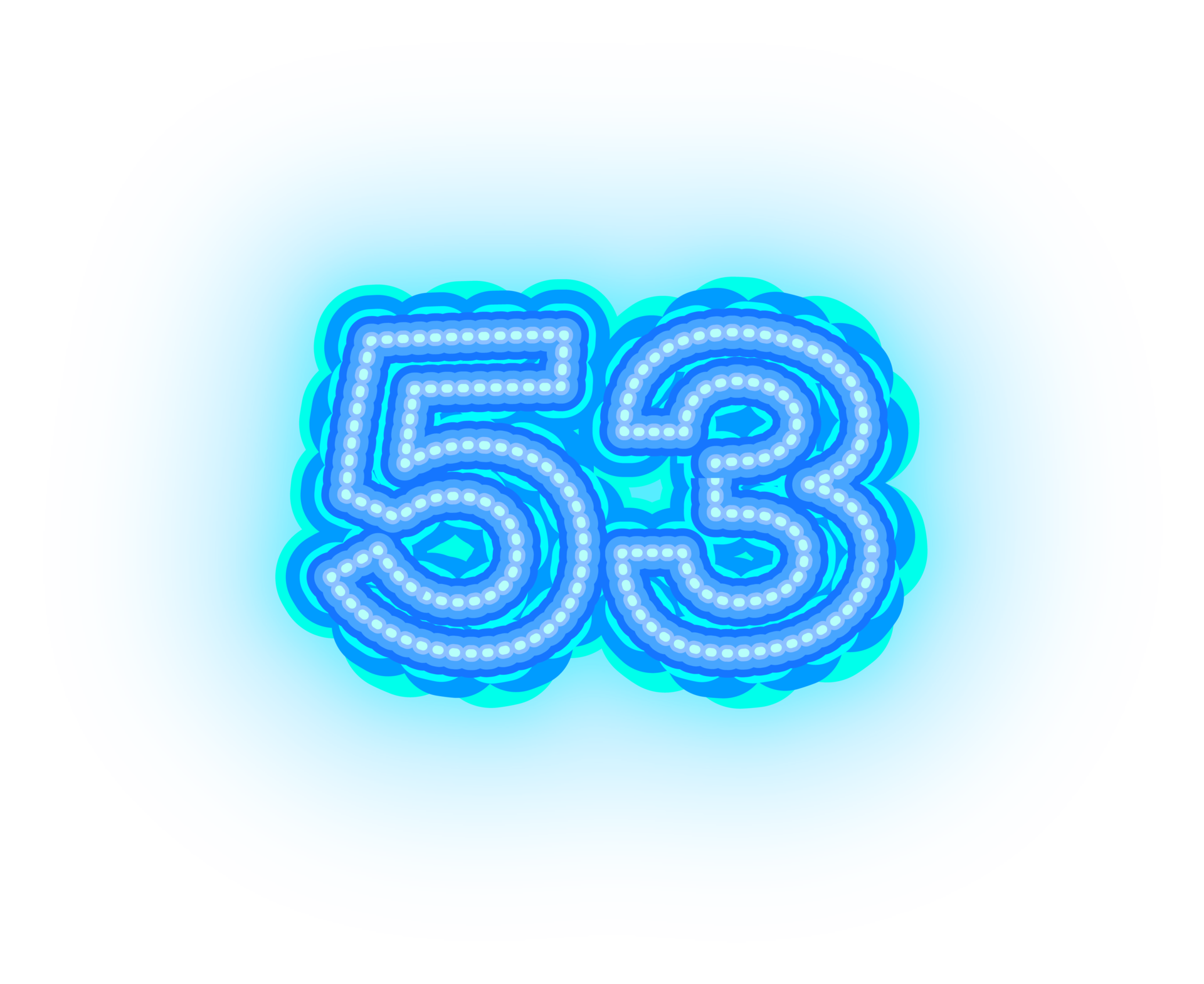 Blue Neon Number 53 33553656 PNG