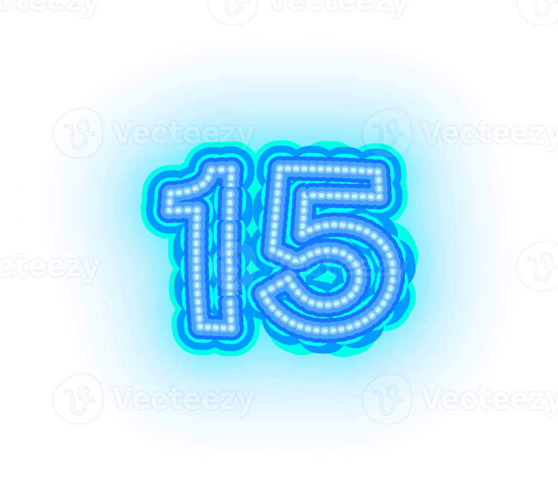 Blue Neon Number 15 33553671 PNG