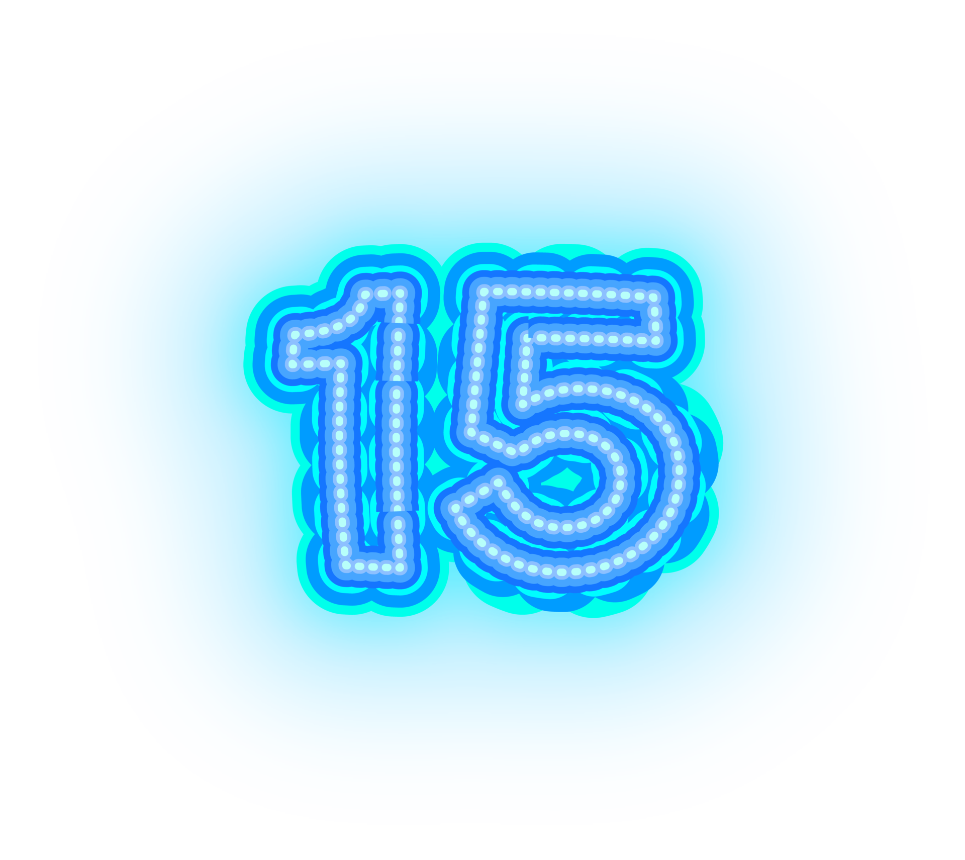 Blue Neon Number 15 33553671 PNG