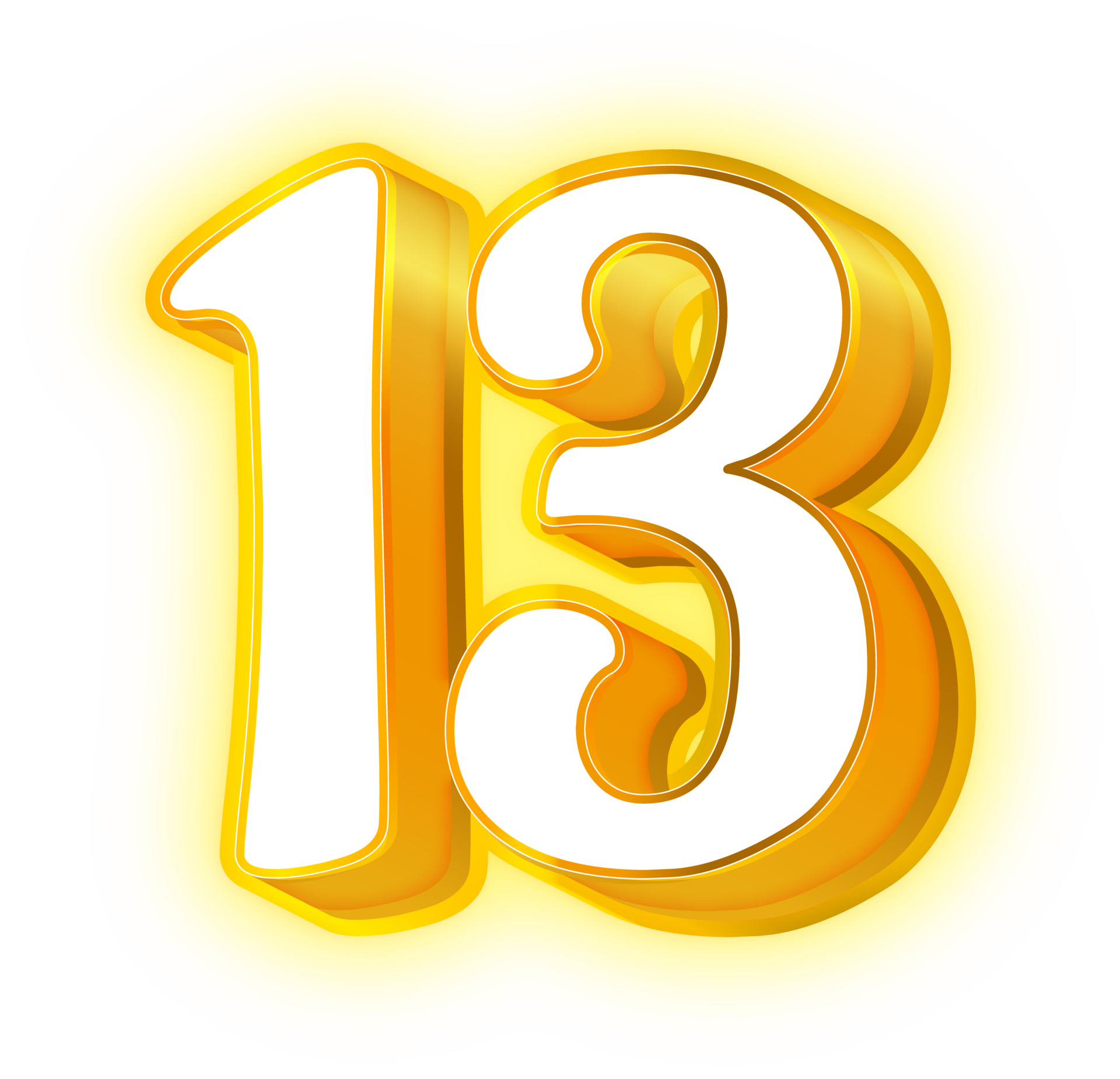 Gold Neon Number 13 33554063 PNG