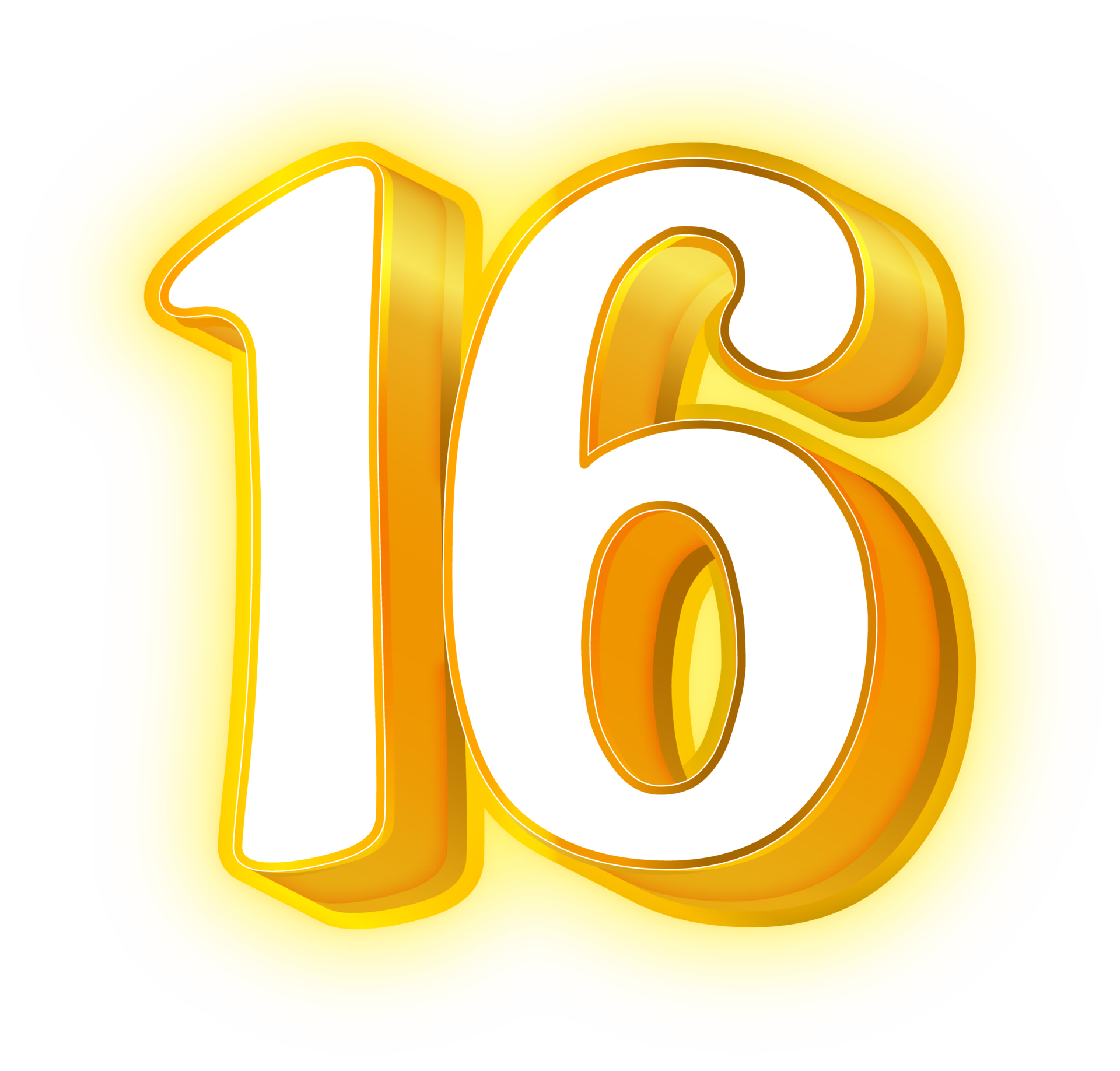 Gold Neon Number 16 33558419 PNG