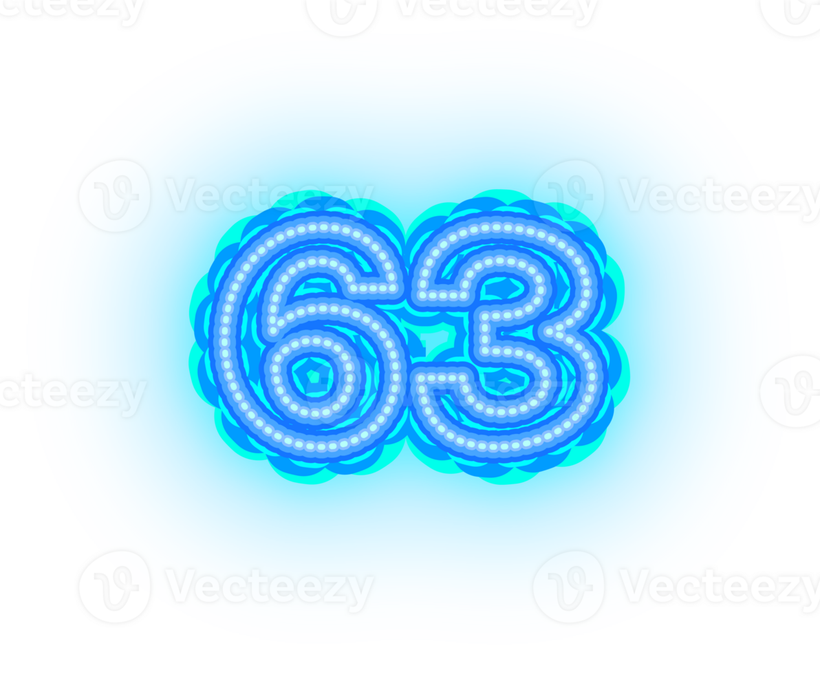 Blue Neon Number 63 33559548 PNG