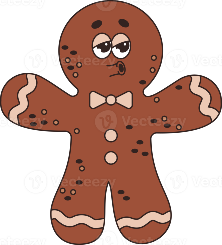 Christmas Gingerbread Man Retro Cartoon Character 33568820 Png