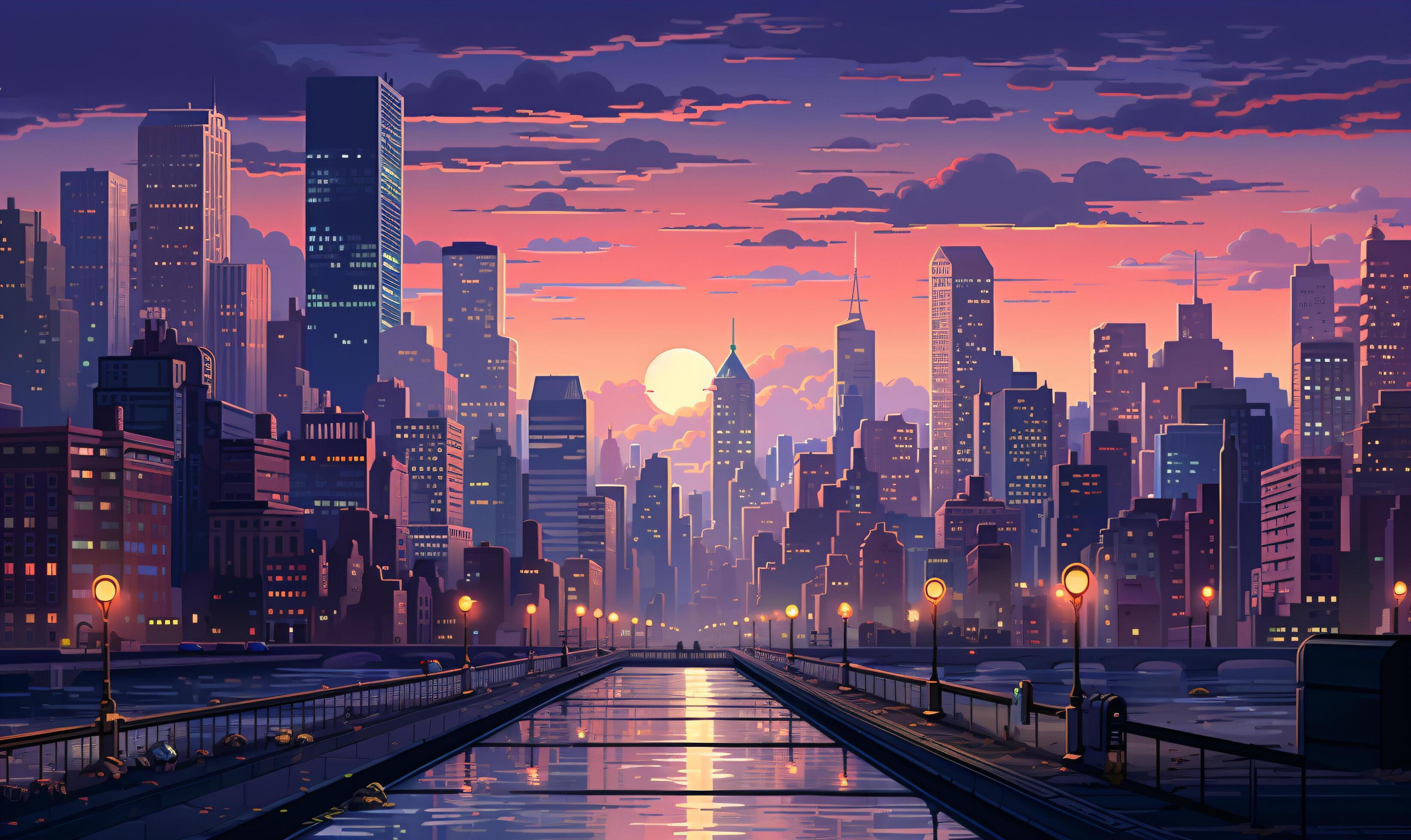 City 23rd Century Background In Pixel Art Rpg Gaming 8 Bits 16 Bits Style Ai Generative 1748