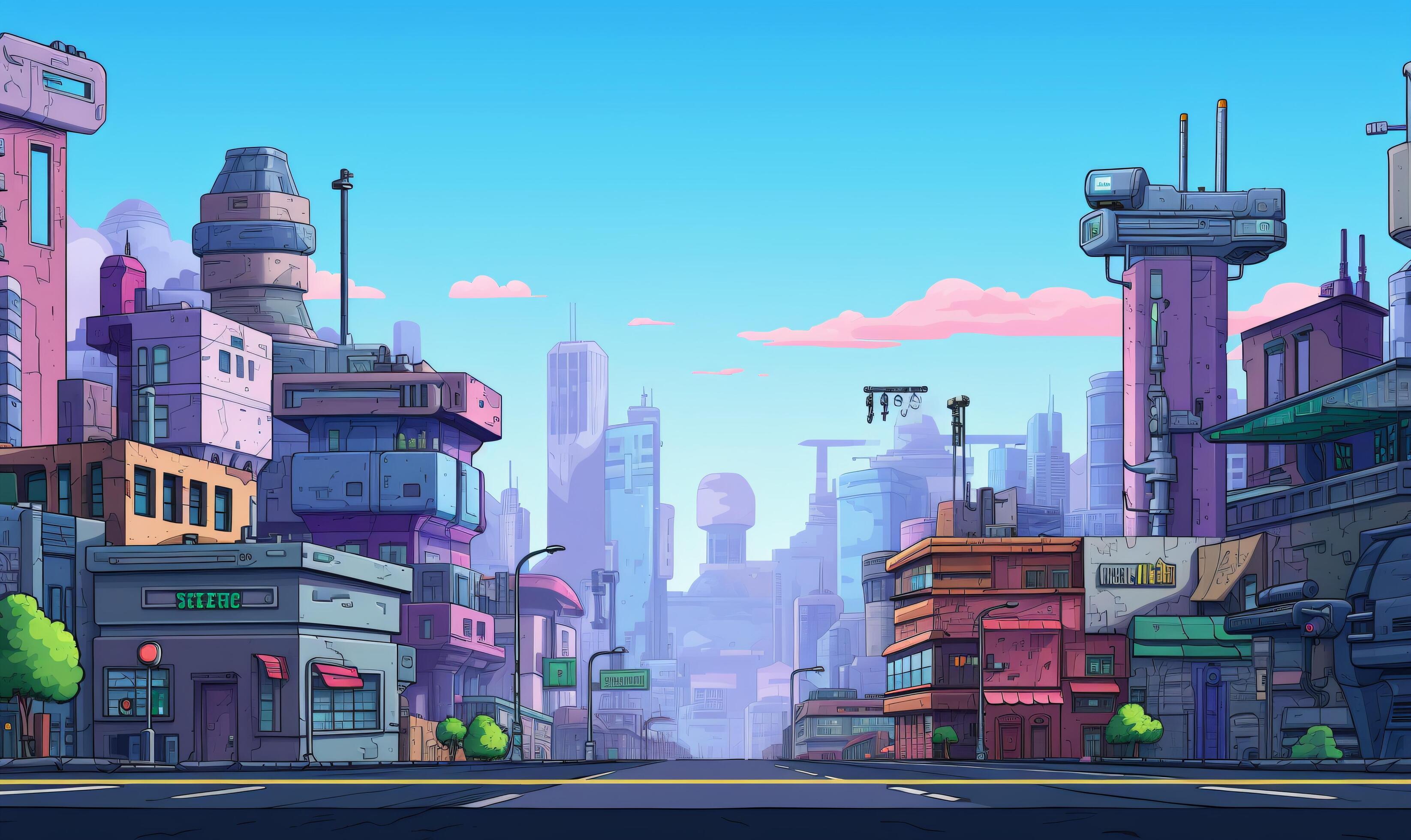 City 23rd Century Background In Pixel Art Rpg Gaming 8 Bits 16 Bits Style Ai Generative 3167