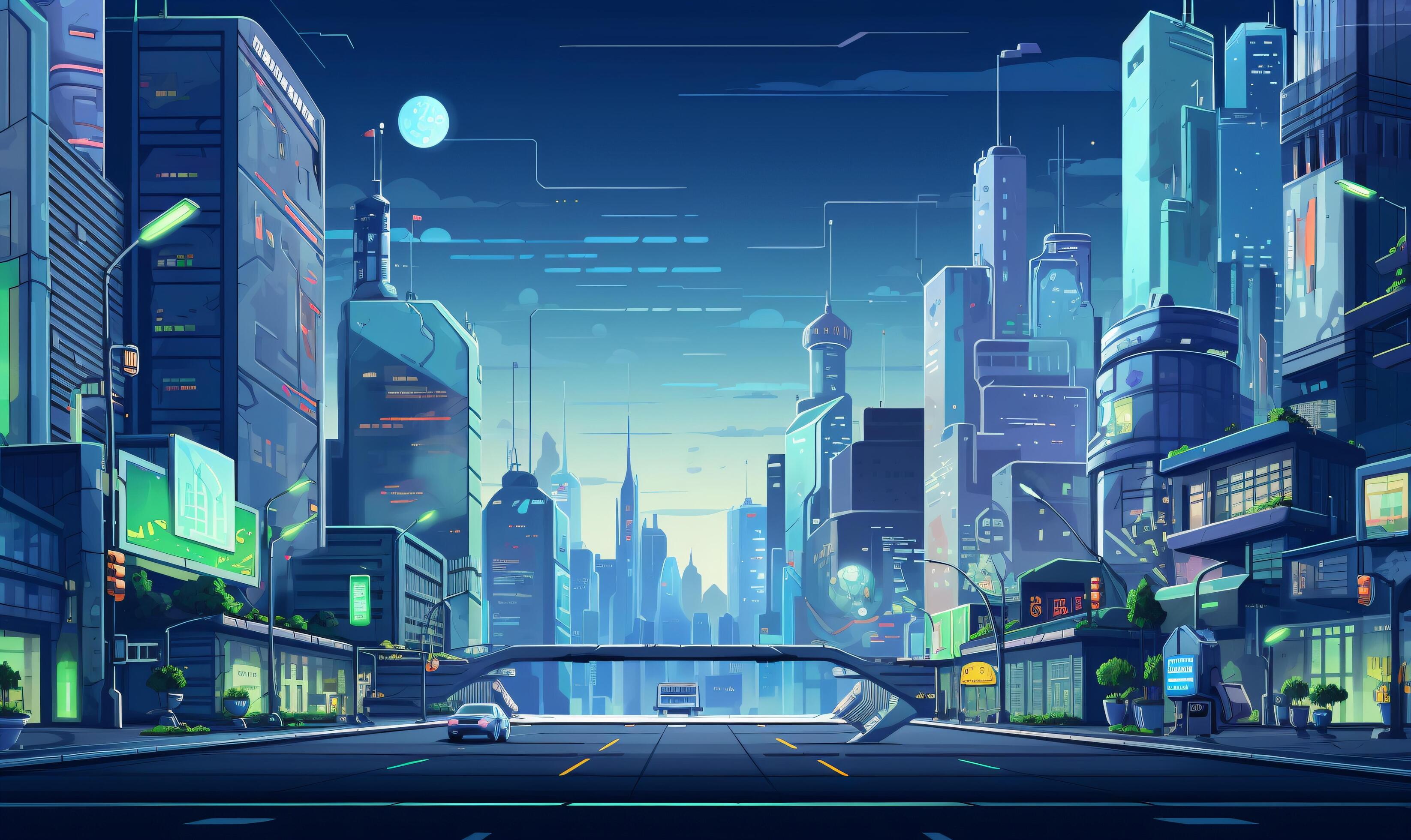 City 23rd Century Background In Pixel Art Rpg Gaming 8 Bits 16 Bits Style Ai Generative 1776