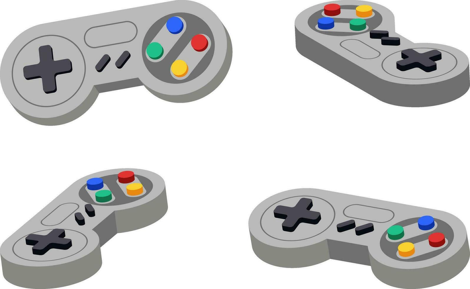 Joystick set different angles. Gamepad console retro control. Play ... Joystick set different angles. Gamepad console retro control. Play ...