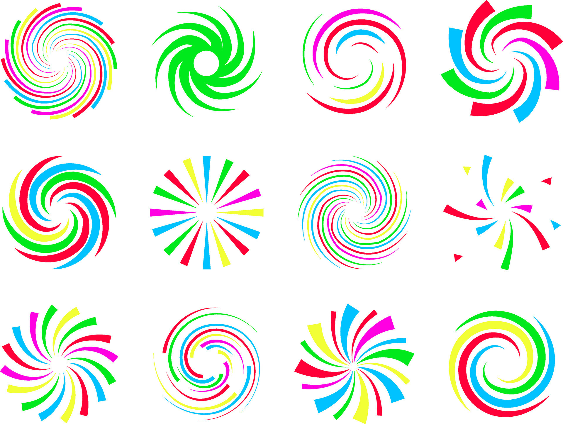 Colorful festive spirals twist and swirls fireworks set 33573434 Vector Art at Vecteezy