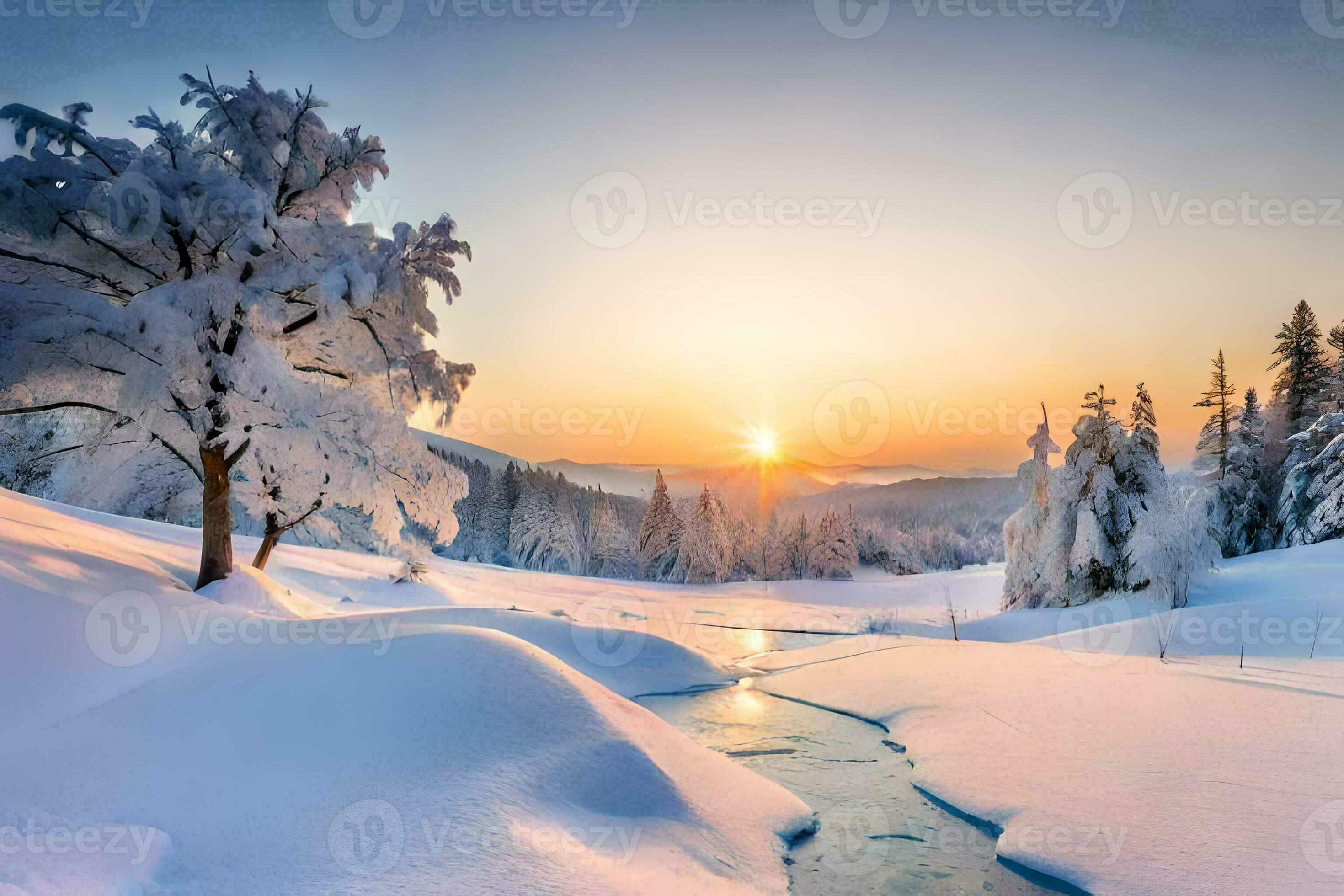photo wallpaper the sky, snow, trees, sun, trees, winter, the forest ...