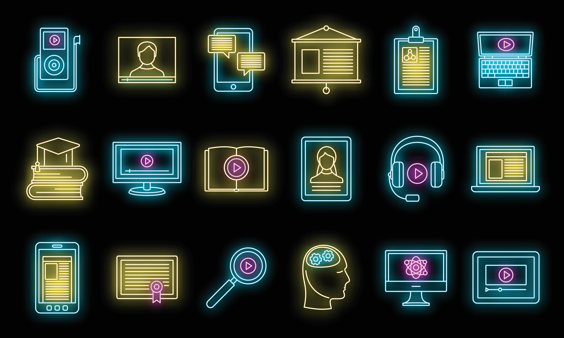 Online interactive learning icons set vector neon 33628922 Vector Art ... Online interactive learning icons set vector neon 33628922 Vector Art ...