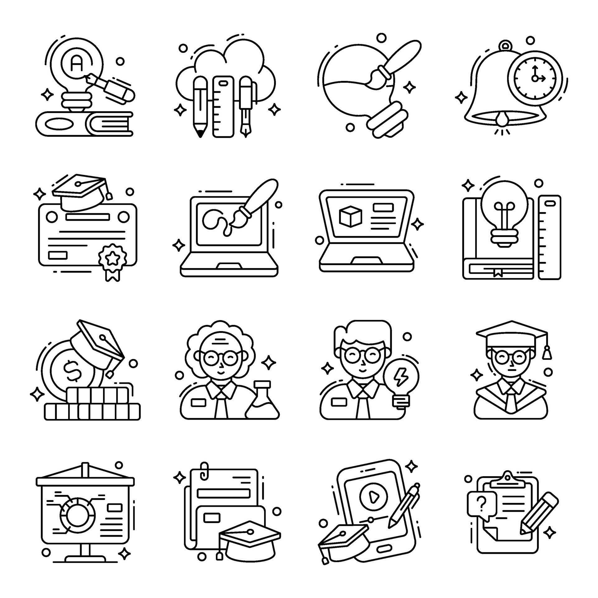Pack of Learning line Icons 33640786 Vector Art at Vecteezy