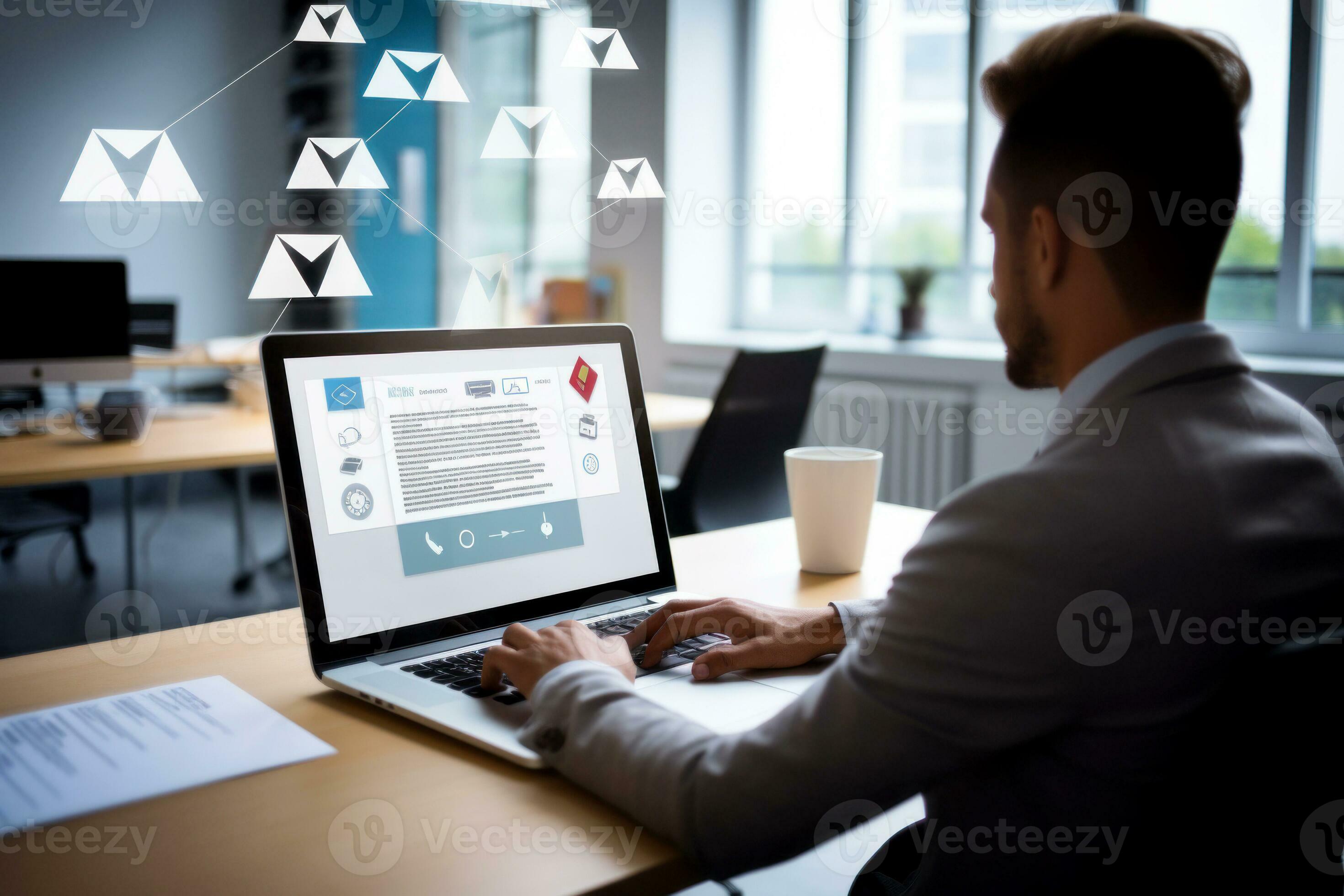 person sending emails on laptop. marketing care customer concept. Generative AI 33640890 Stock ...