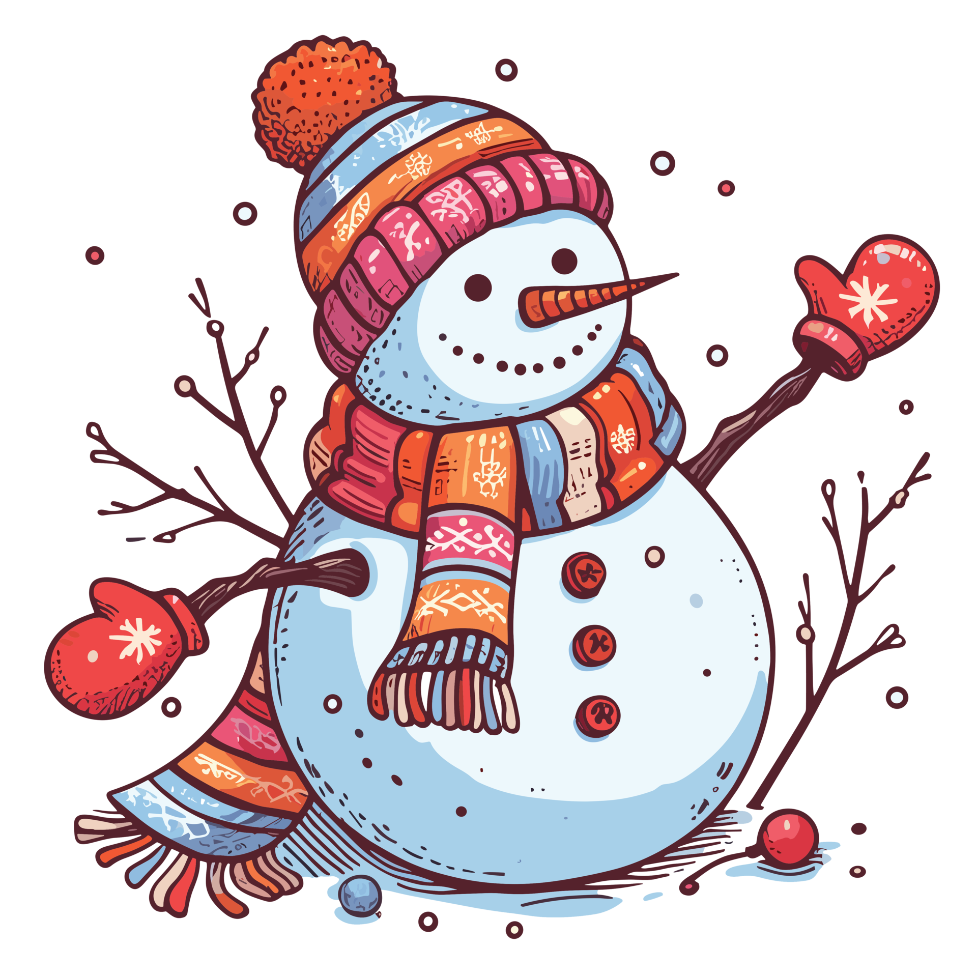 Beautiful Christmas Snowman Clipart - Ai Generative 33642122 PNG
