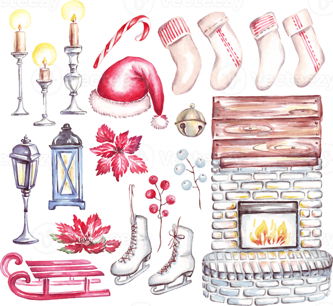 Christmas set. Watercolor clipart 33648341 PNG