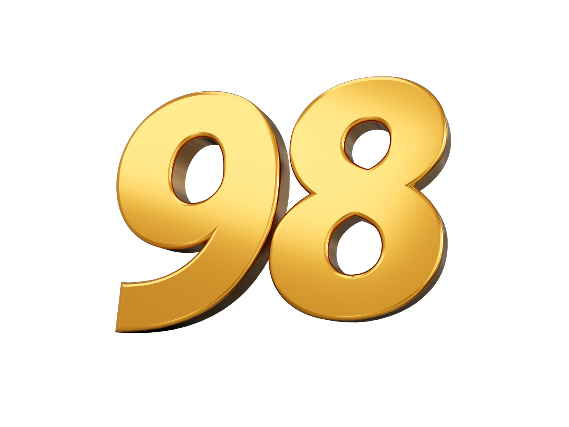 Gold number 98 Ninety eight. shiny 3d number made of gold 3d illustration 33648559 PNG