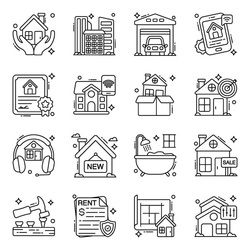Pack of Property line Icons 33659248 Vector Art at Vecteezy