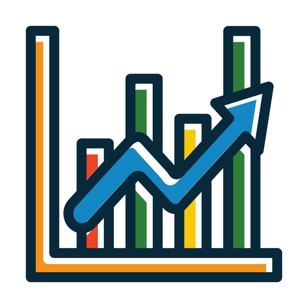 Line Graph Vector Thick Line Filled Dark Colors 33660610 Vector Art At