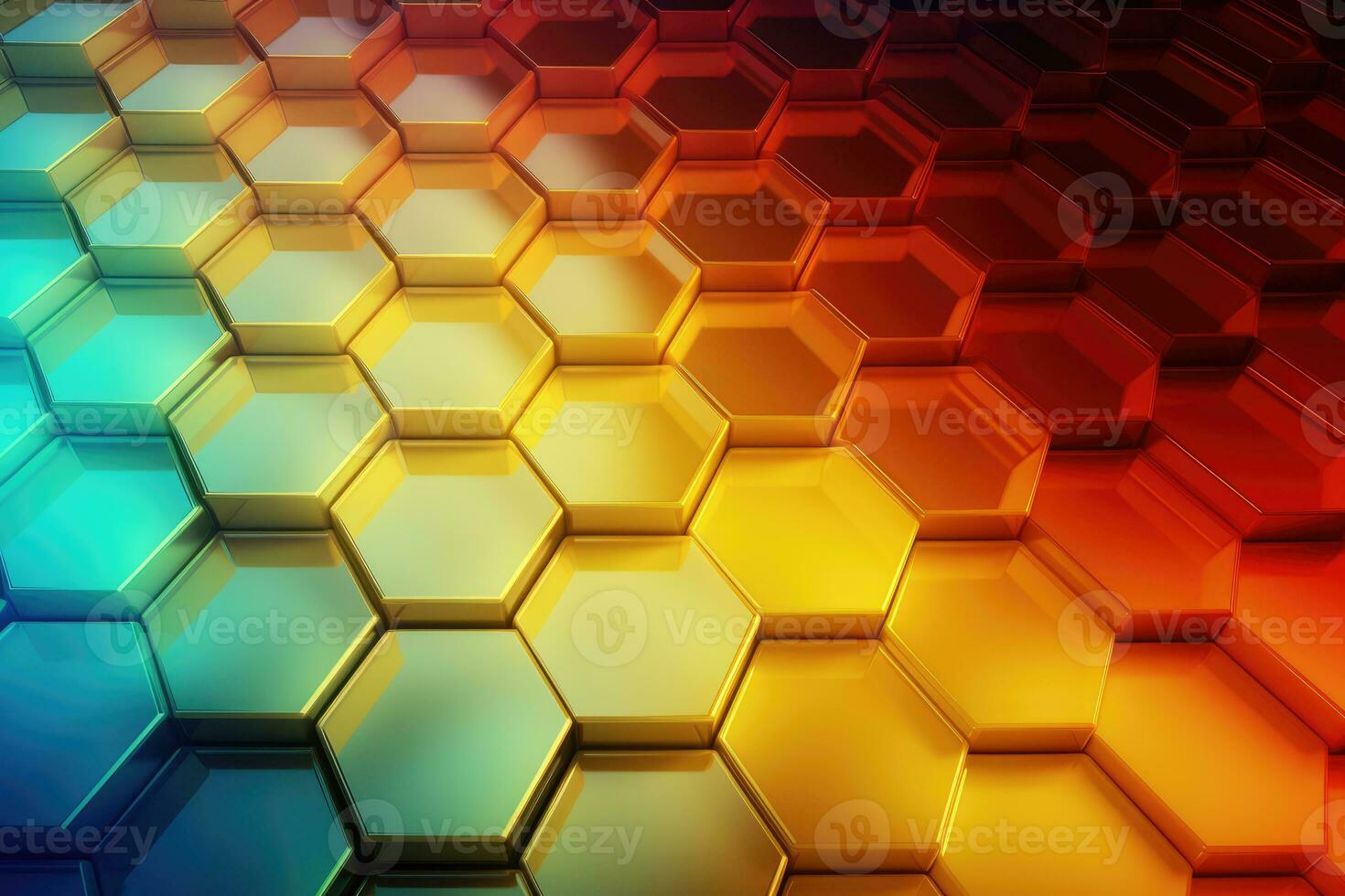 Ai Generated Ai Generation Abstract Metal Background With Hexagons In Blue And Orange Colors 8908