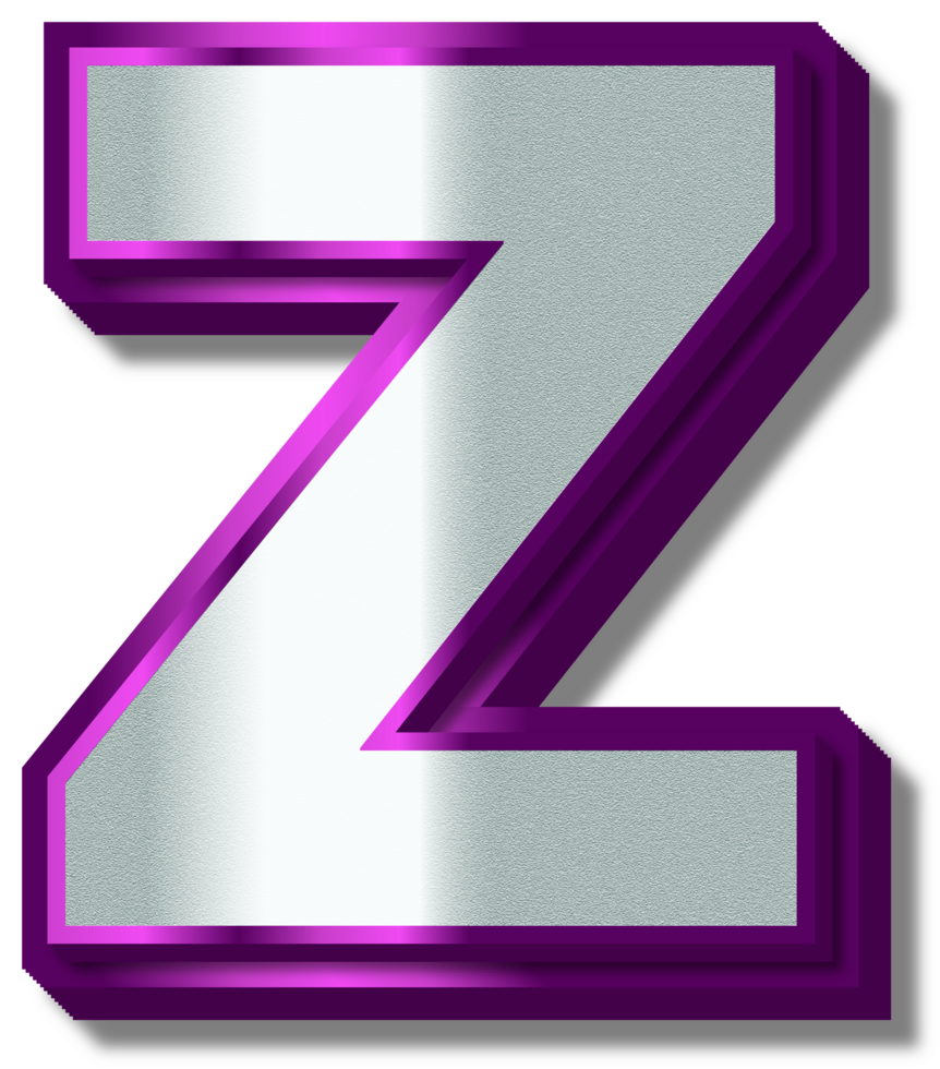 3D Luxury Silver Purple Alphabet Letter Z 33719538 PNG