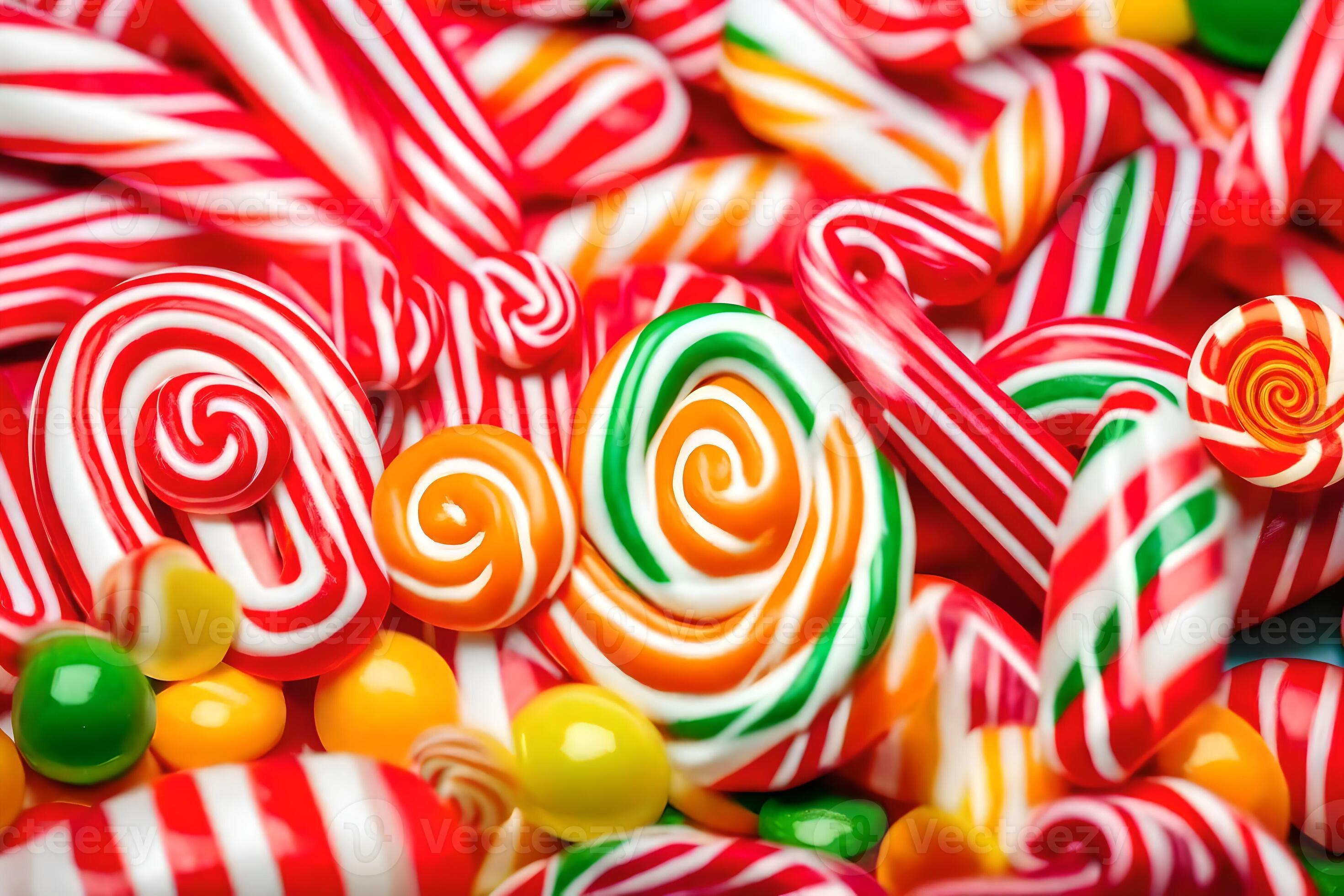 many colorful candy canes are arranged in a pile. AI-Generated 33779482 ...